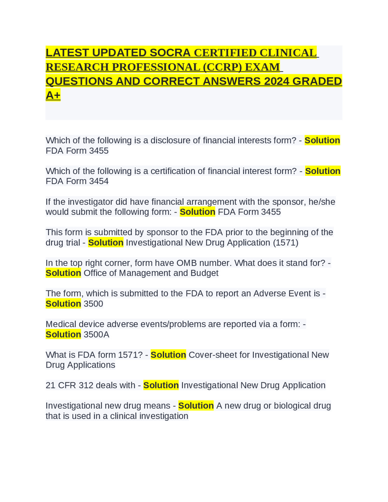 LATEST UPDATED SOCRA CERTIFIED CLINICAL RESEARCH PROFESSIONAL (CCRP ...
