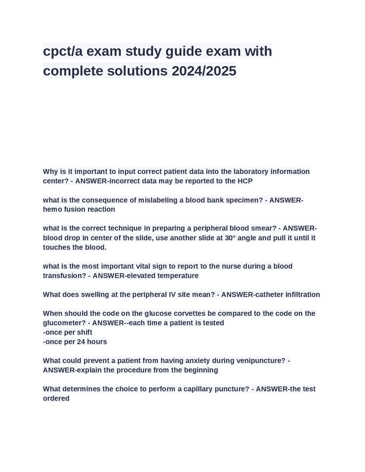 cpct exam study guide exam with complete solutions 2024_2025.docx ...