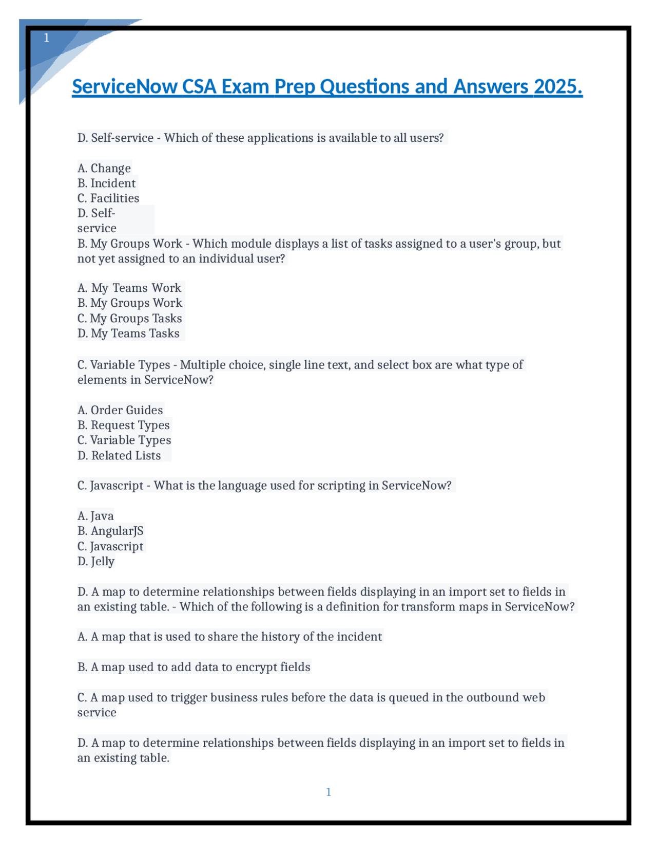 ServiceNow Platform UI and Functionality | Exams Nursing | Docsity