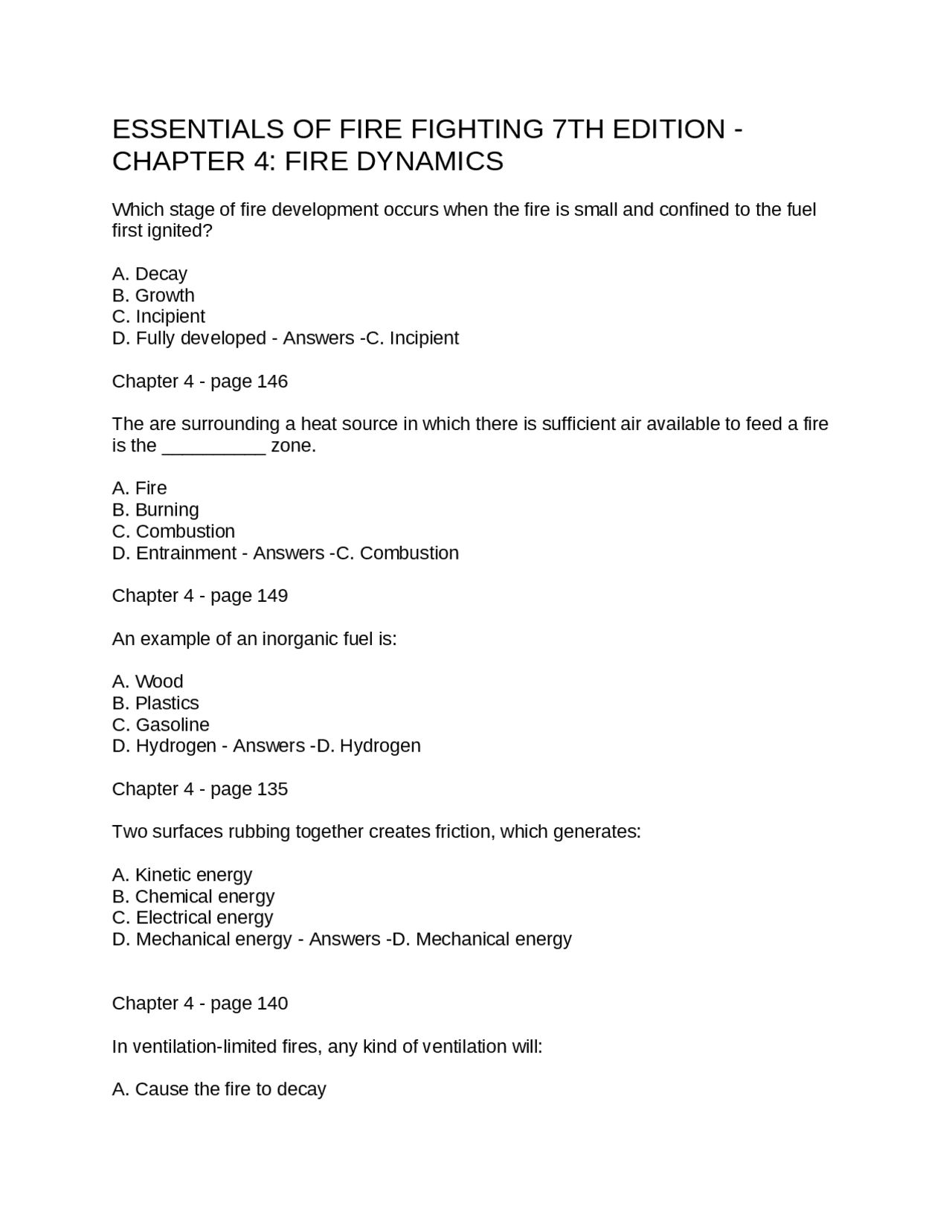 ESSENTIALS OF FIRE FIGHTING 7TH EDITION - CHAPTER 4: FIRE DYNAMICS ...