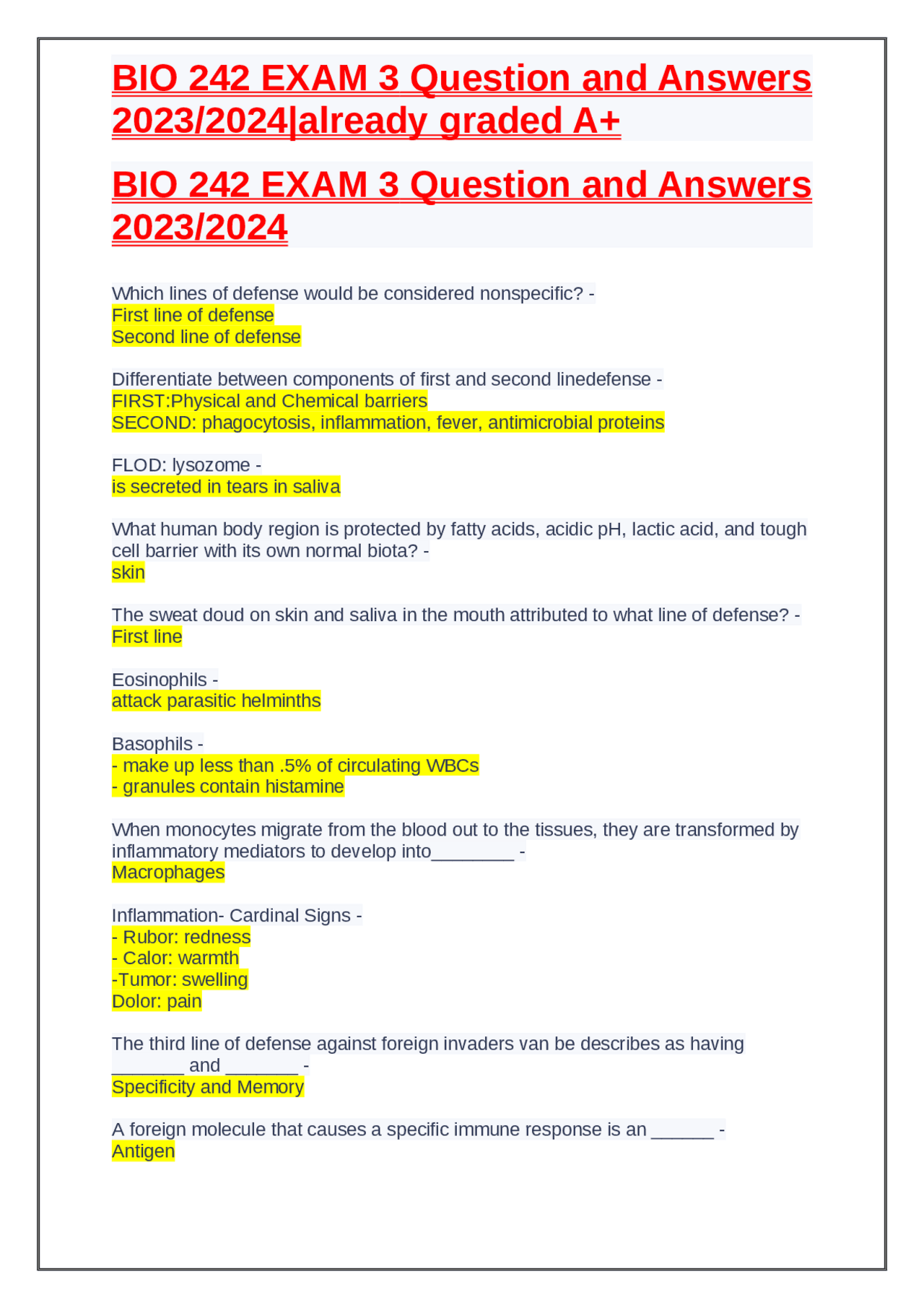 Immune System Defense Mechanisms and Infectious Diseases | Exams ...