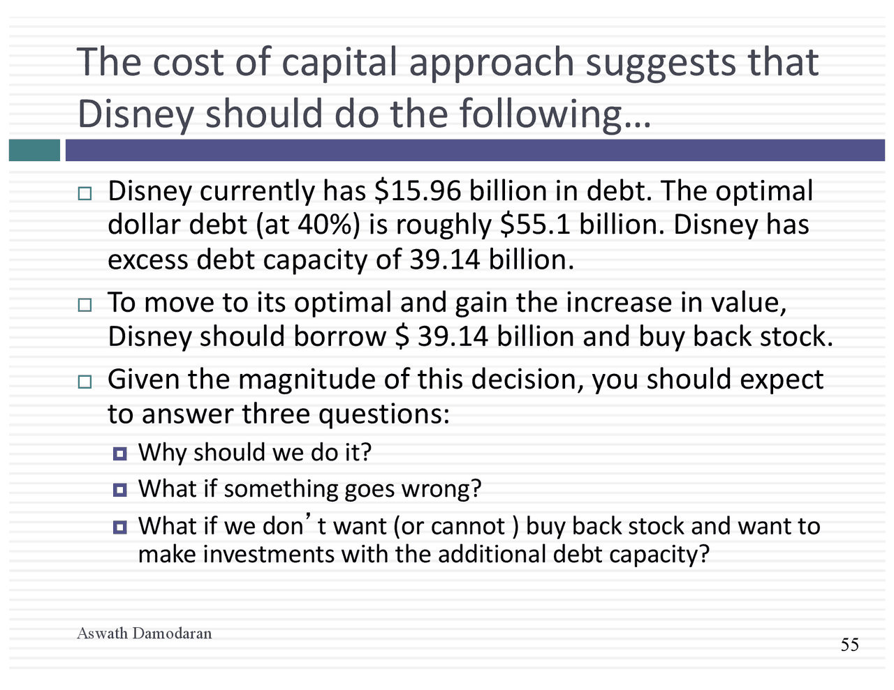 Optimal Capital Structure: A Case Study of Disney | Exercícios Finanças ...