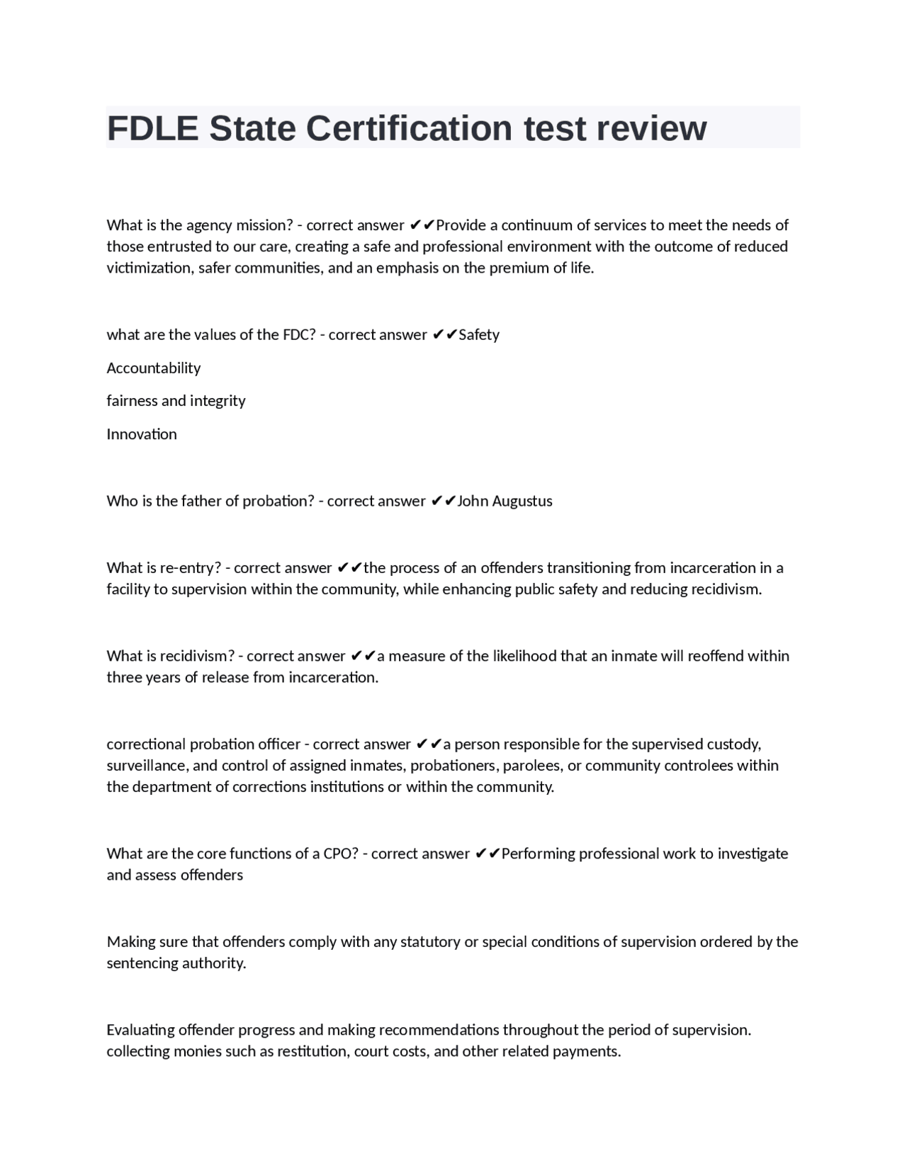 FDLE State Certification test review updated to pass | Exams Nursing ...