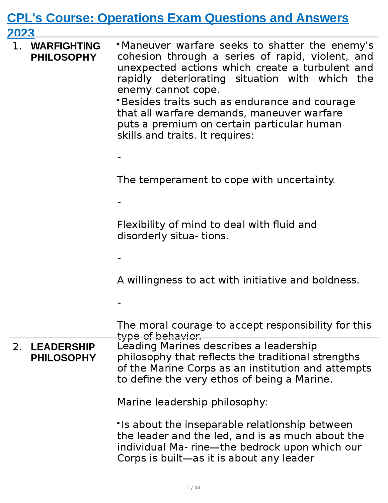 CPL's Course: Operations Exam Questions and Answers 2023 | Exams ...