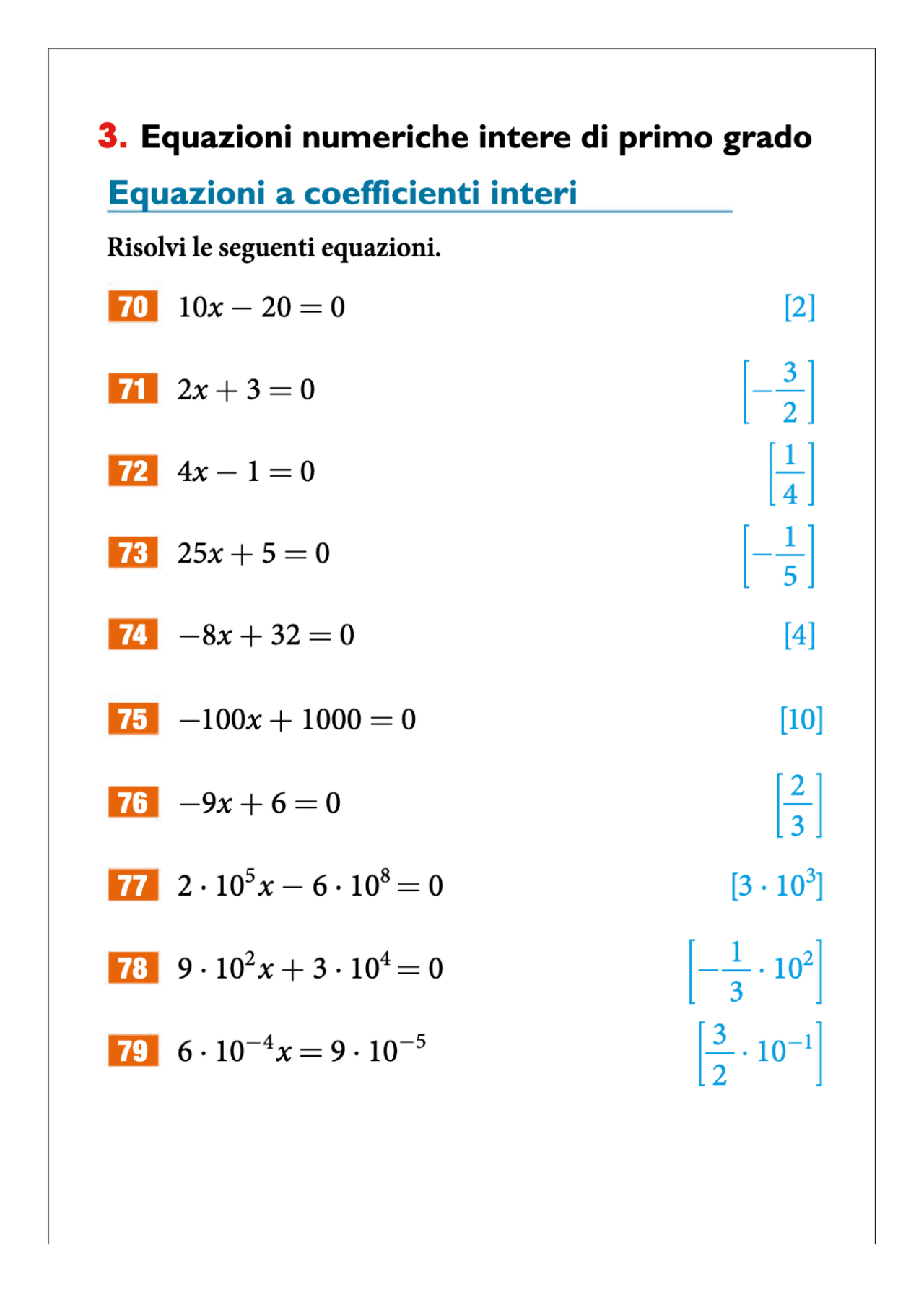 MATEMATICA - ESERCIZI SVOLTI - Equazioni intere di 1° grado | Esercizi di Matematica | Docsity