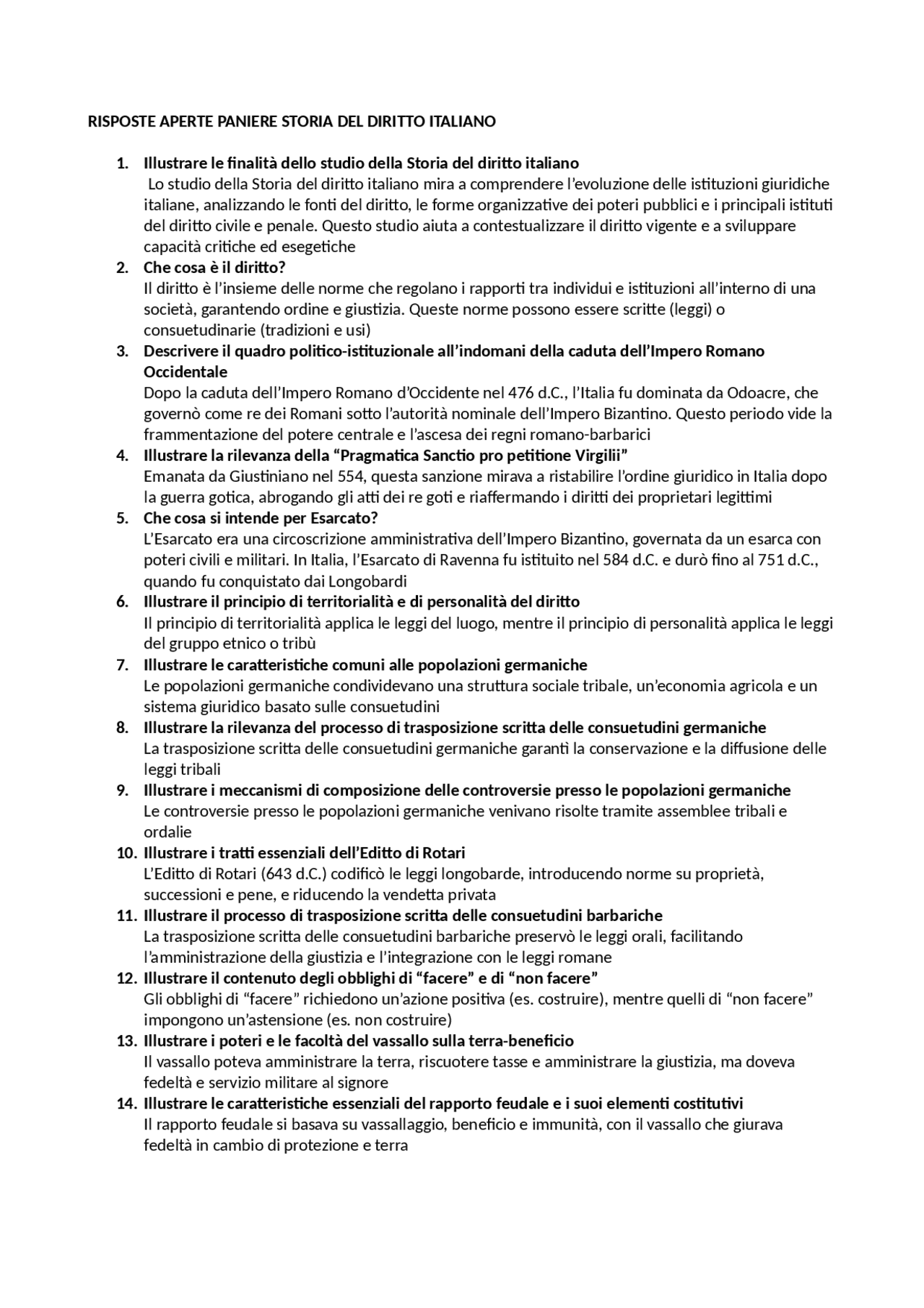 Risposte Aperte Paniere 2024\2025 Solazzi | Schemi e mappe concettuali di Storia Del Diritto ...