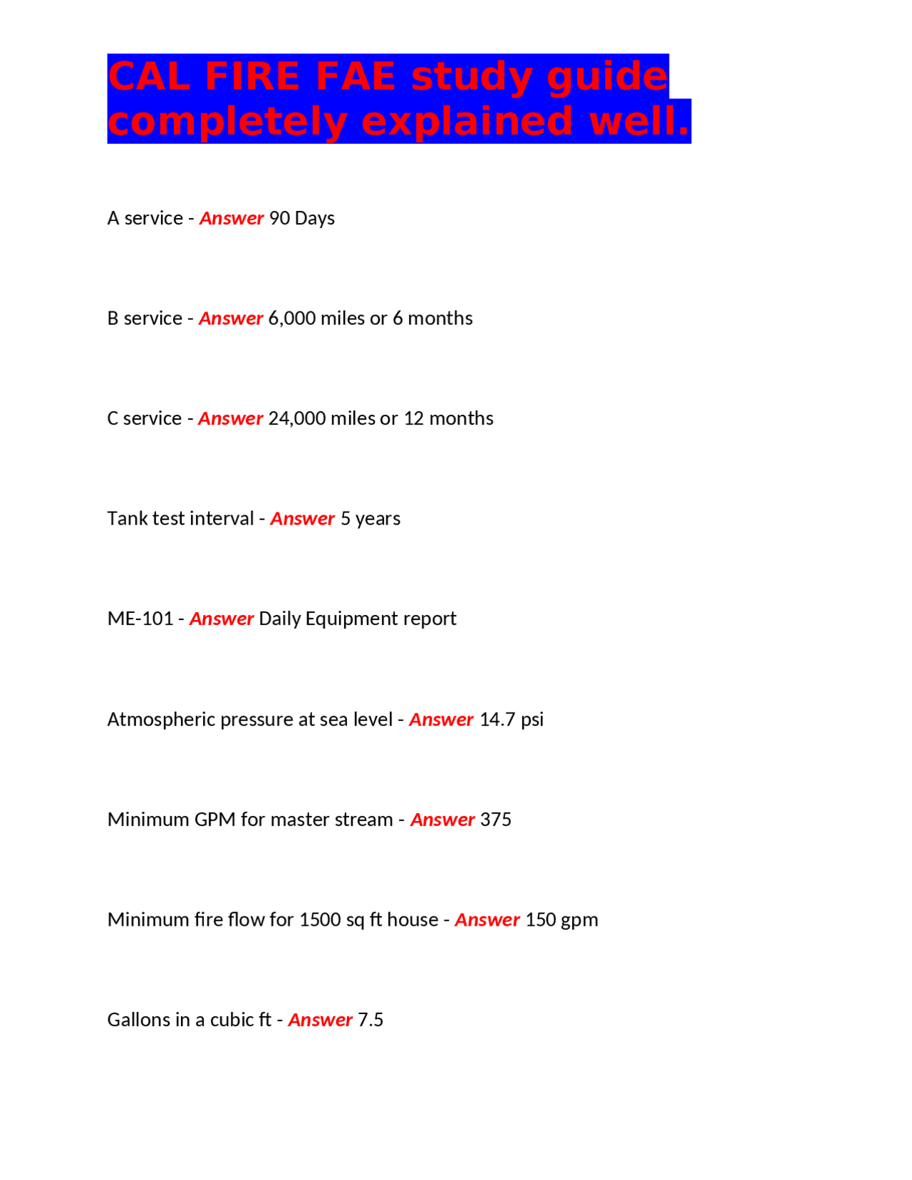 CAL FIRE FAE Study Guide: Comprehensive Firefighting Knowledge | Exams ...