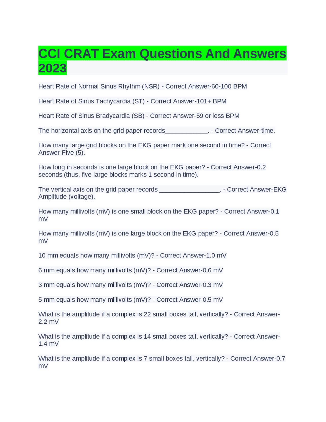 CCI CRAT Exam Questions And Answers 2023 | Exams Advanced Education ...