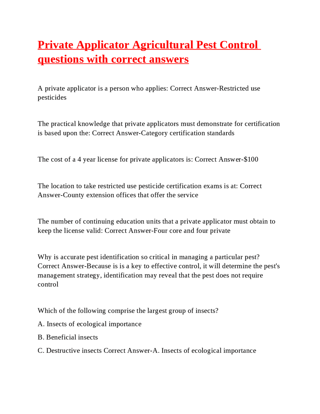 Pesticide Certification and Integrated Pest Management | Exams Pest ...