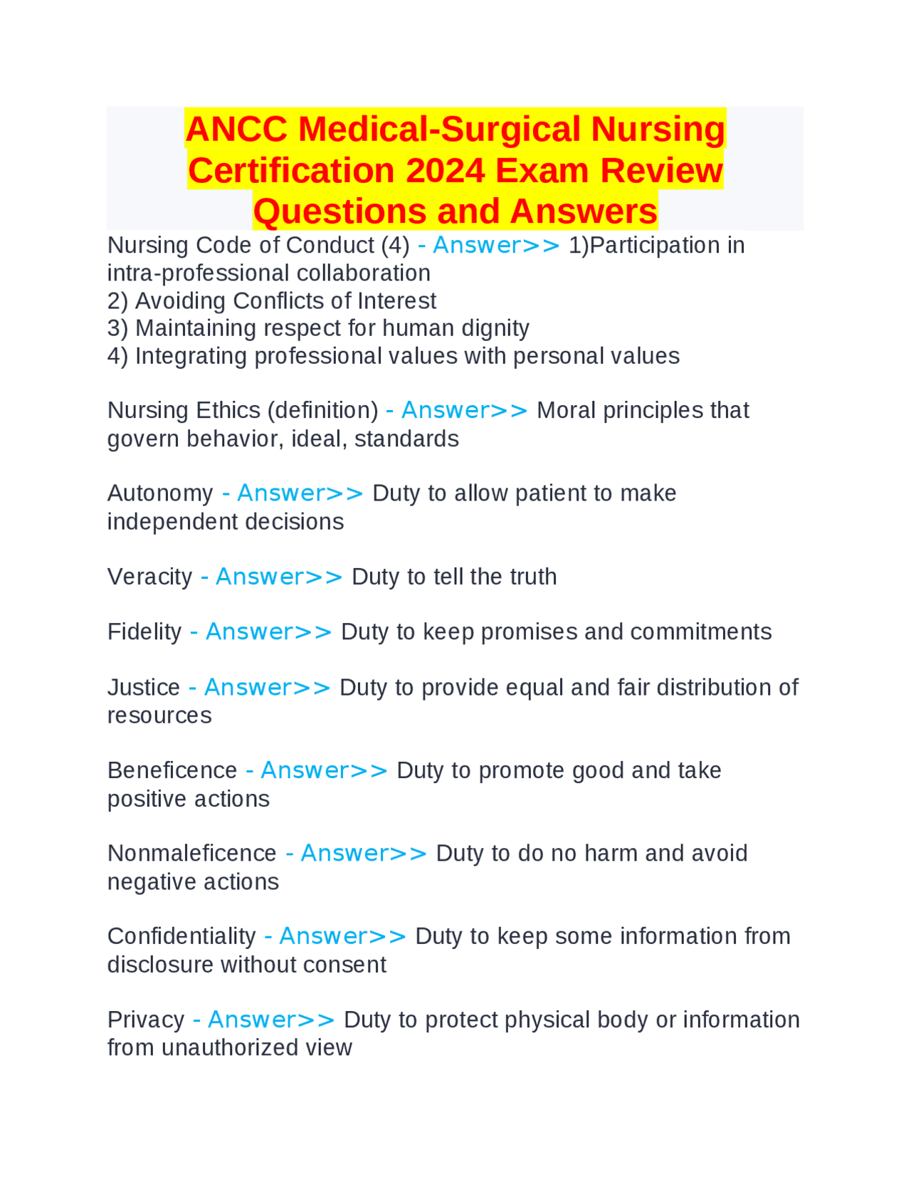 Ancc Medical Surgical Nursing Certification Lippincott NursingCenter