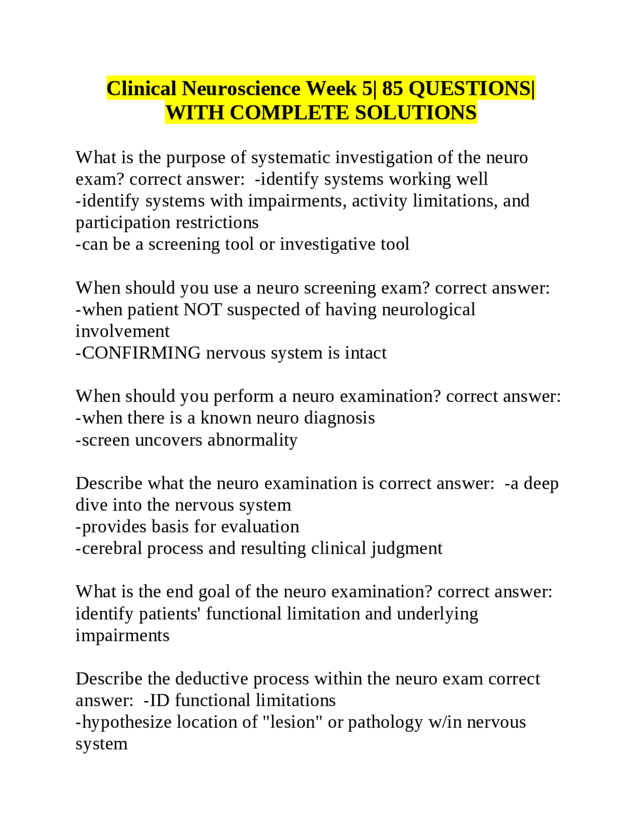 Neurological Examination: Comprehensive Assessment of the Nervous ...