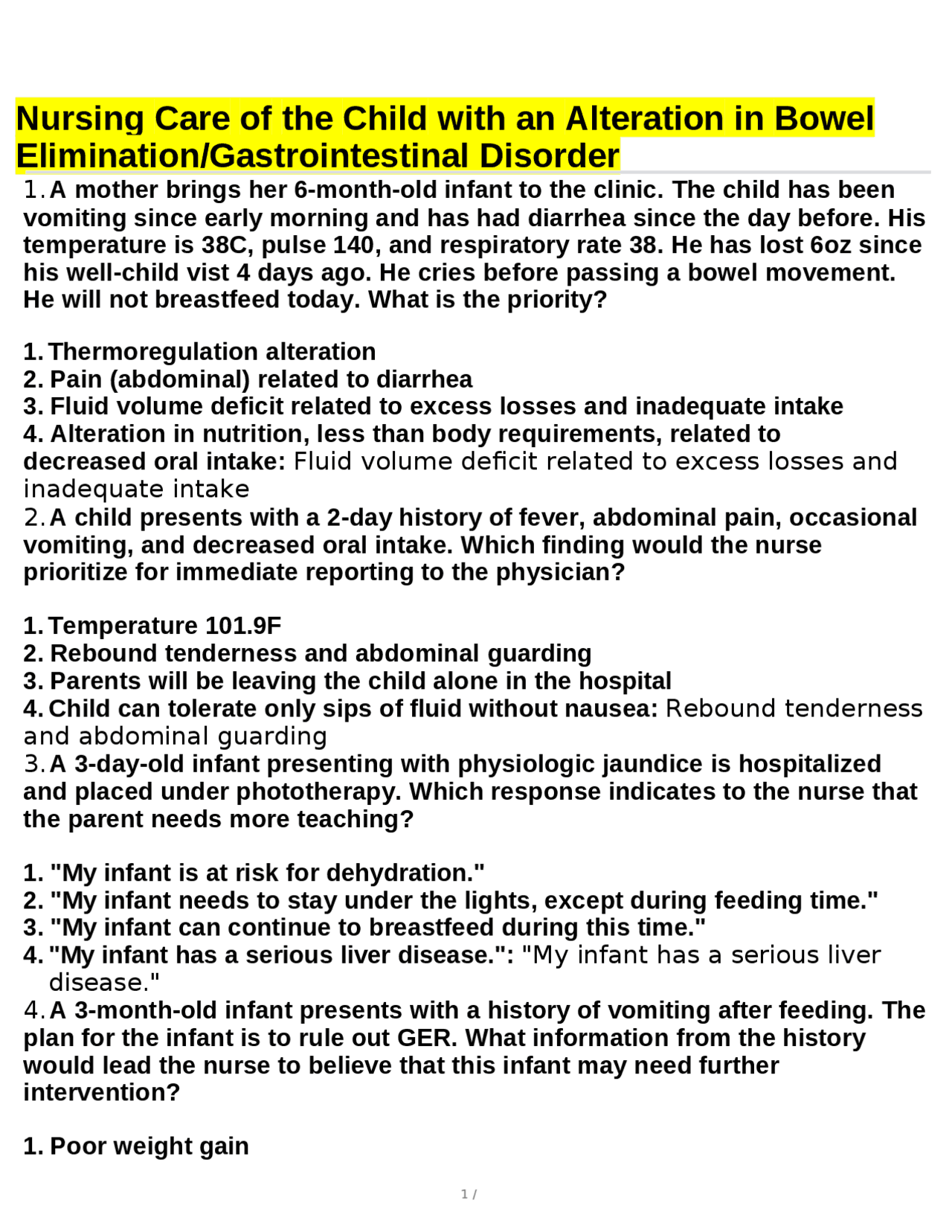 Nursing Care of the Child with an Alteration in Bowel Elimination ...