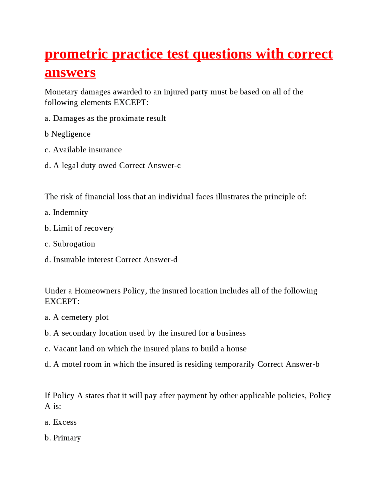 Prometric Practice Test Questions with Correct Answers | Exams Nursing ...