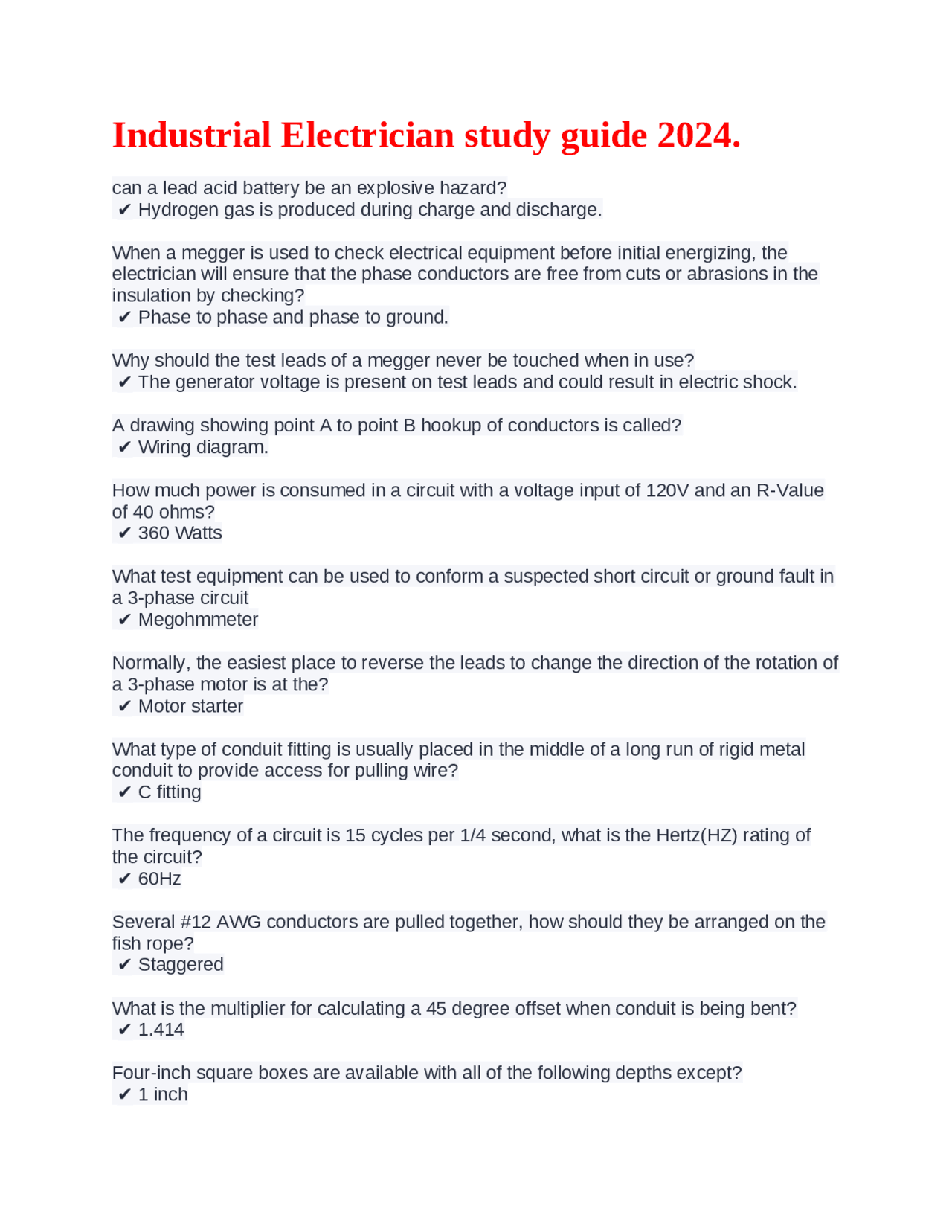 Industrial Electrician study guide 2024. | Exams Electrical Engineering ...