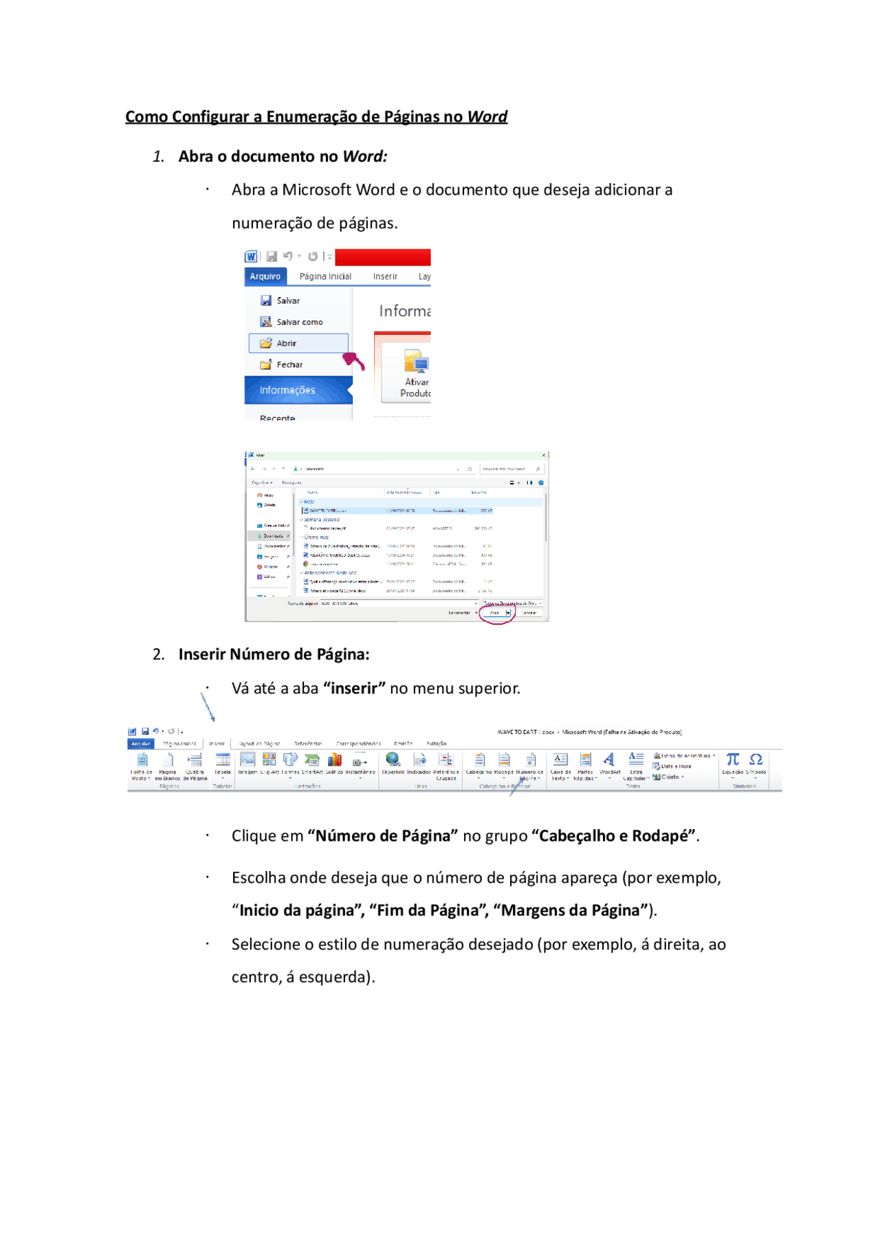 Enumeração de Páginas | Resumos Matérias técnicas | Docsity