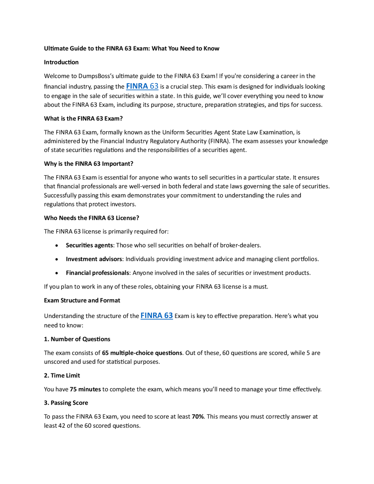 How to Overcome Challenges in FINRA 63 Exam Preparation | Résumés ...