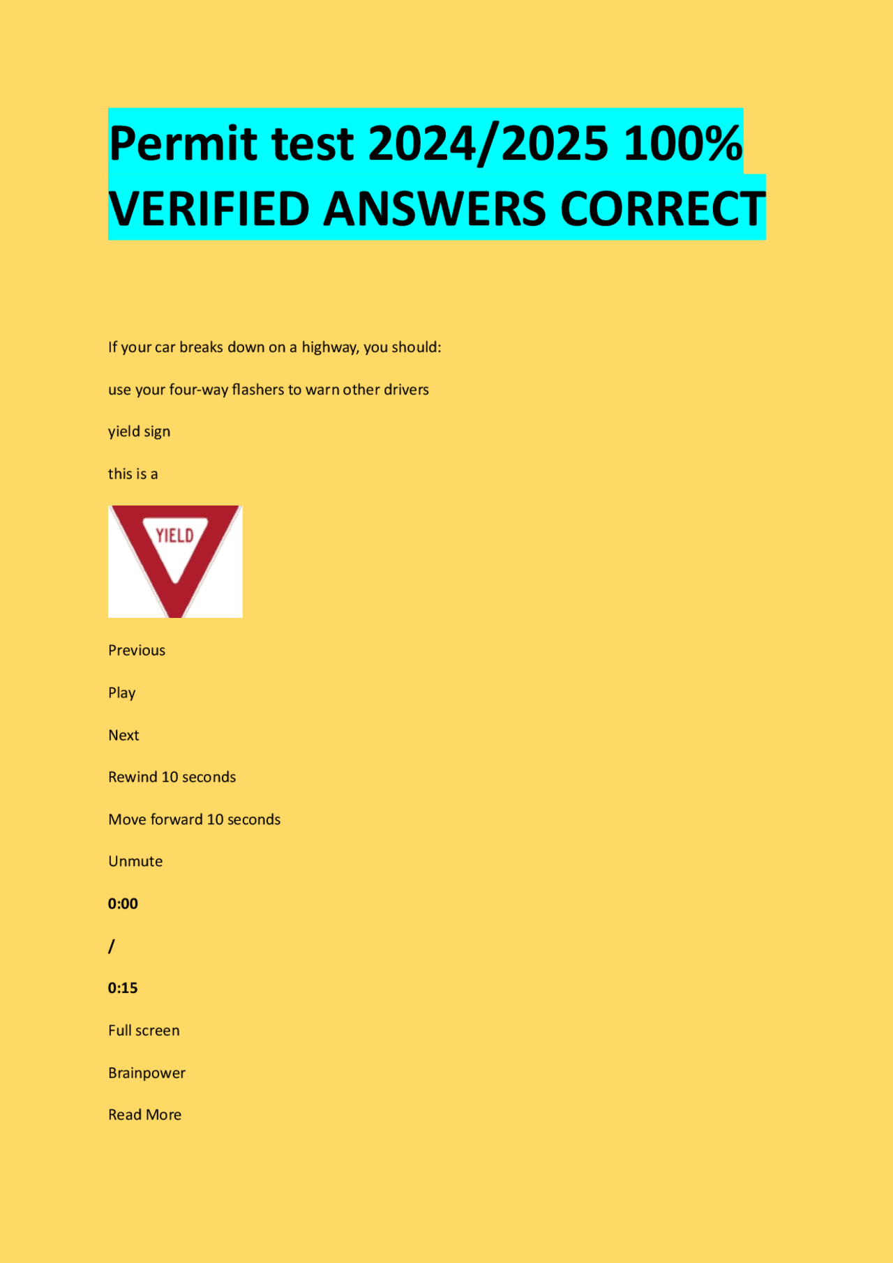 Permit test 2024/2025 100% VERIFIED ANSWERS CORRECT | Exams Business ...