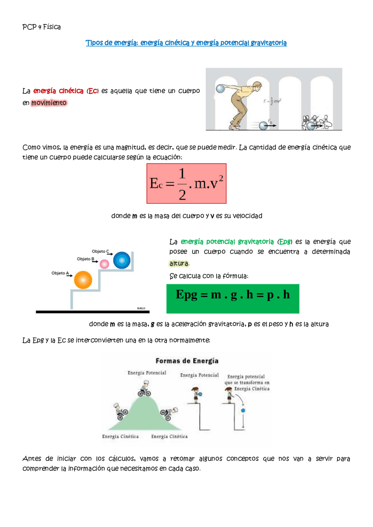 Hoja De Trabajo Para Calcular La Energía Cinética