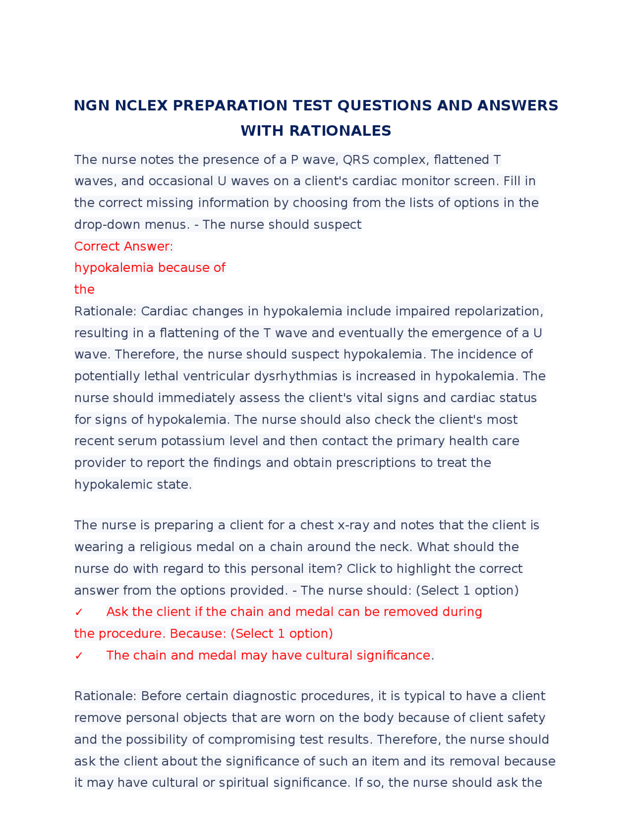 NGN NCLEX PREPARATION TEST QUESTIONS AND ANSWERS WITH RATIONALES ...