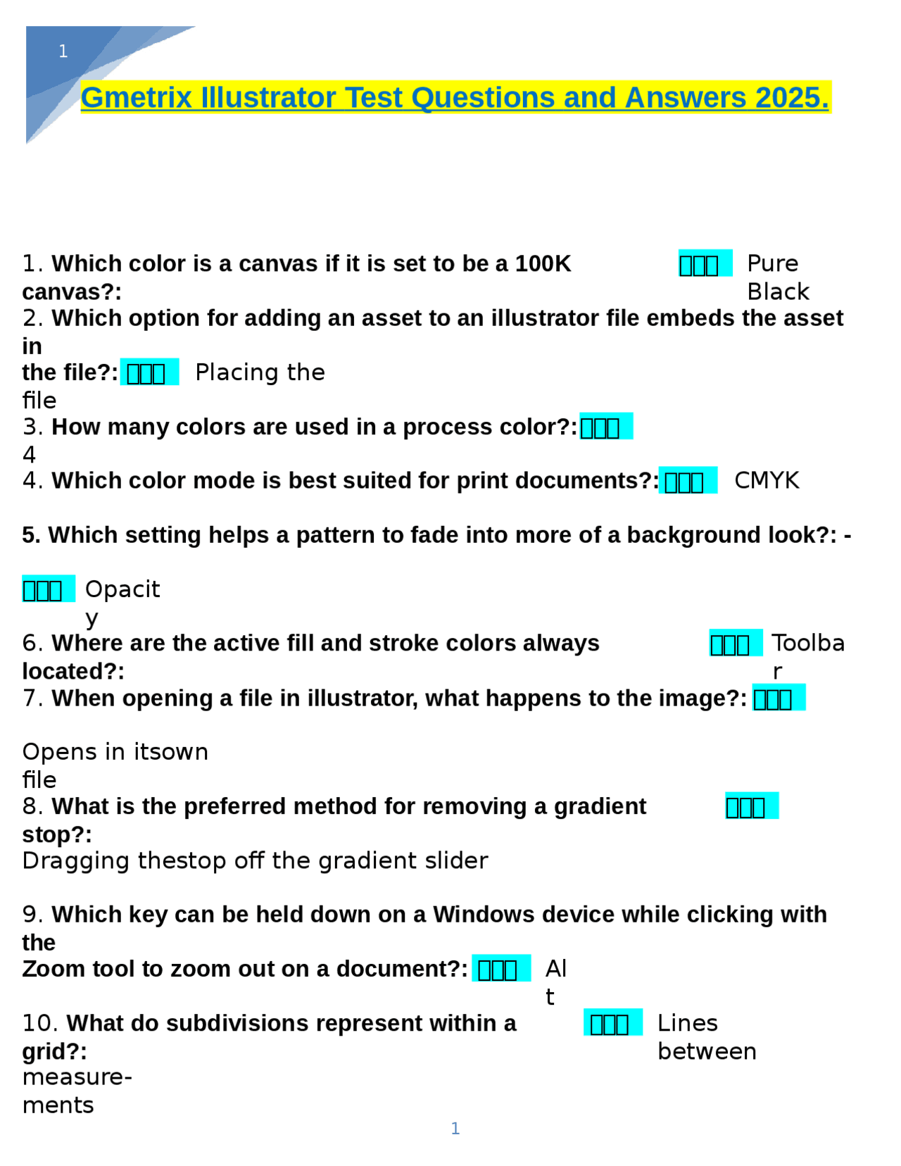 Gmetrix Illustrator Test Questions and Answers 2025 | Exams Nursing ...
