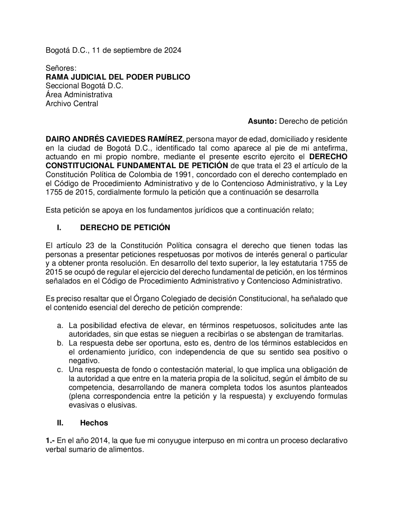 El artículo 23 de la Constitución Política consagra el derecho que ...