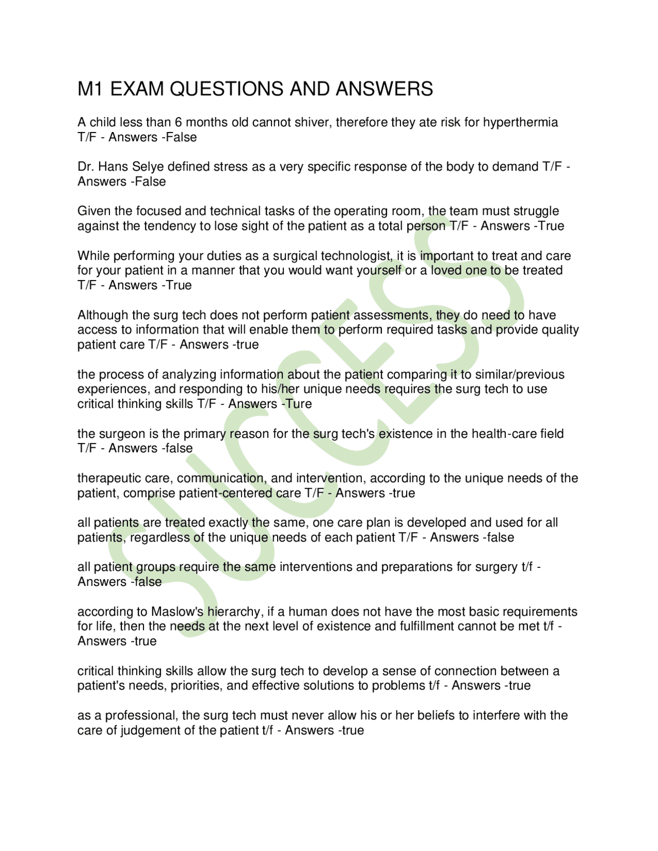 M1 Exam Questions and Answers | Exams Social Sciences | Docsity