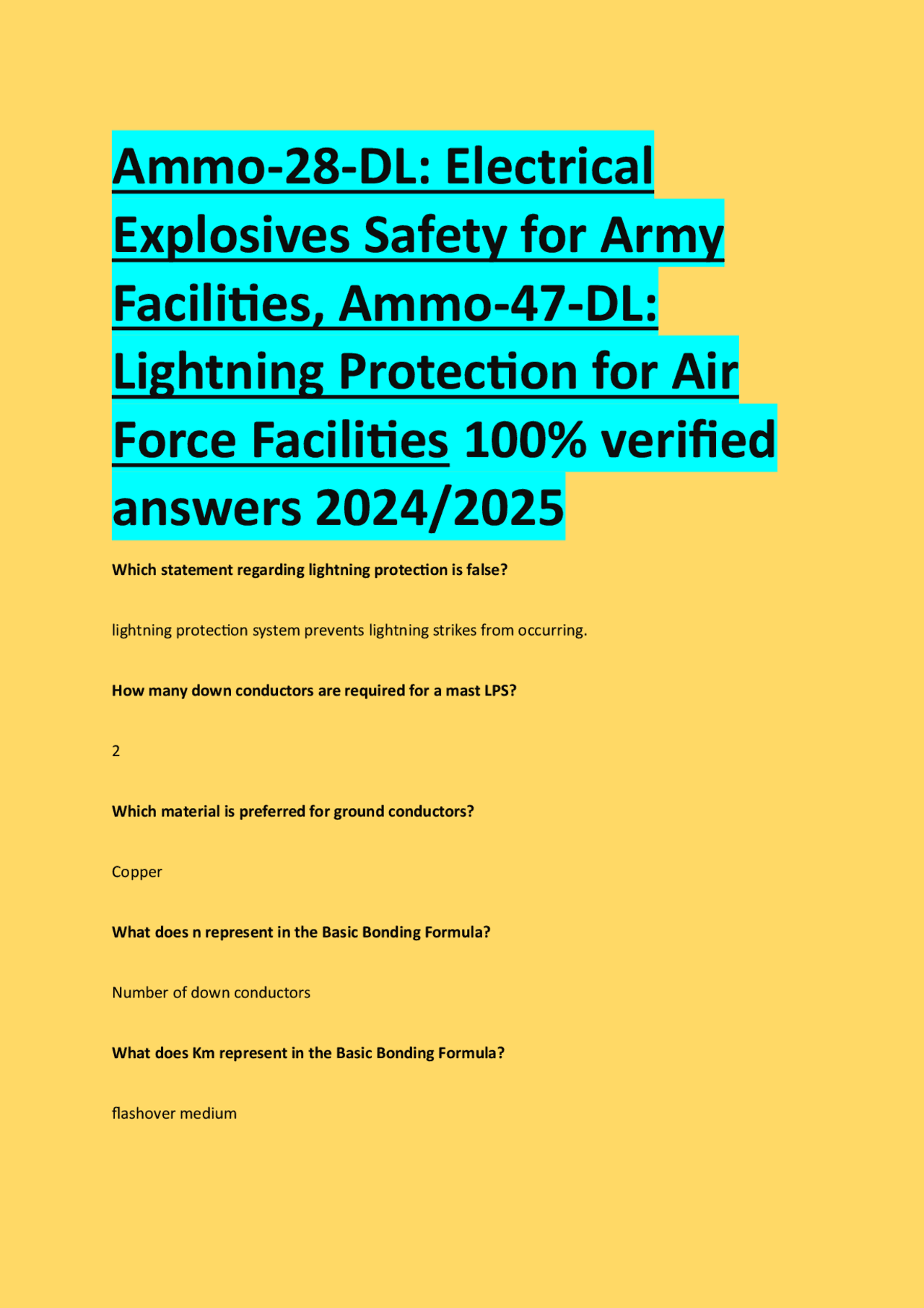 Ammo-28-DL: Electrical Explosives Safety for Army Facilities, Ammo-47 ...