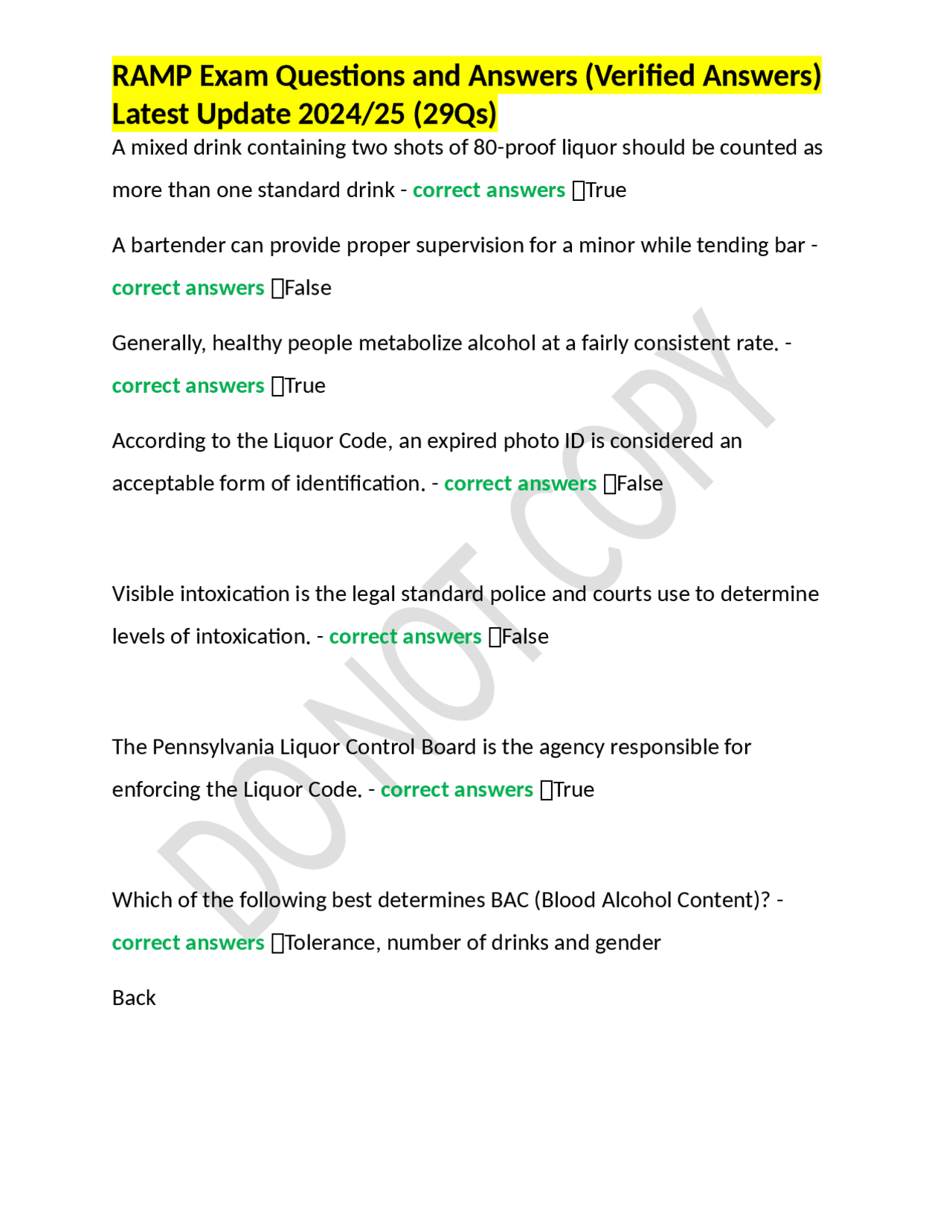 RAMP Exam Questions and Answers (Verified Answers) Latest Update 2024/ ...