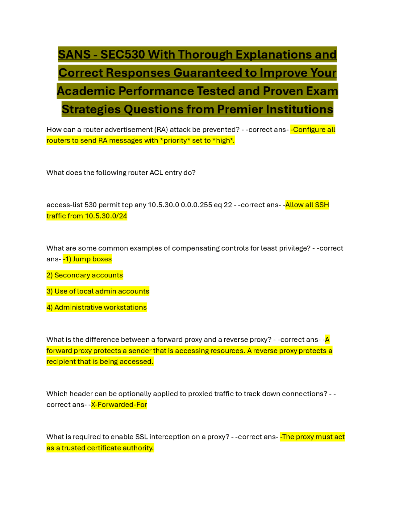 SANS - SEC530 With Thorough Explanations and Correct Responses ...
