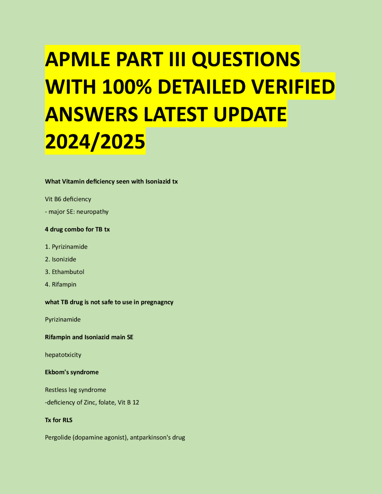 APMLE PART III QUESTIONS WITH 100% DETAILED VERIFIED ANSWERS LATEST ...