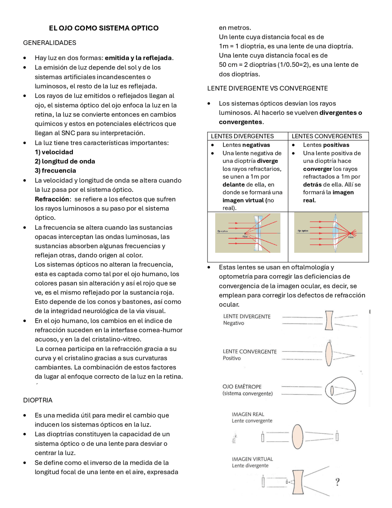 El ojo como sistema óptico | Esquemas y mapas conceptuales de ...