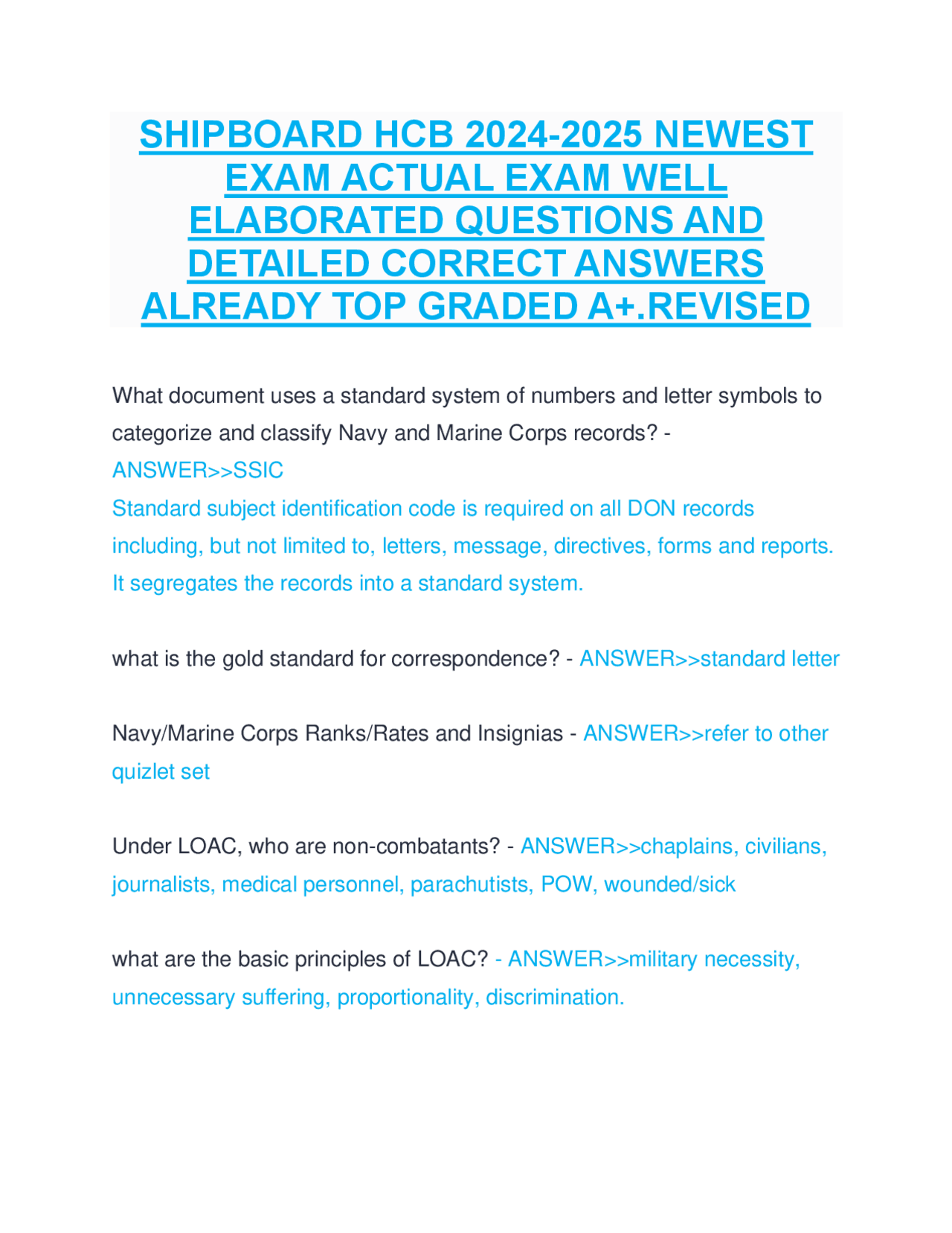 Navy Core Values, Ethos, and Policies | Exams Nursing | Docsity