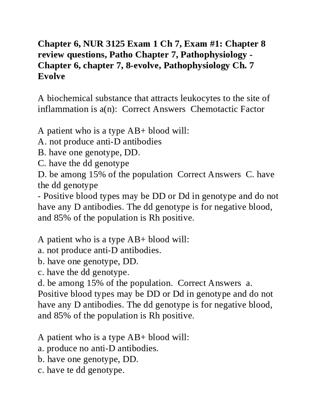 Chapter 6, NUR 3125 Exam 1 Ch 7, Exam #1: Chapter 8 review questions ...
