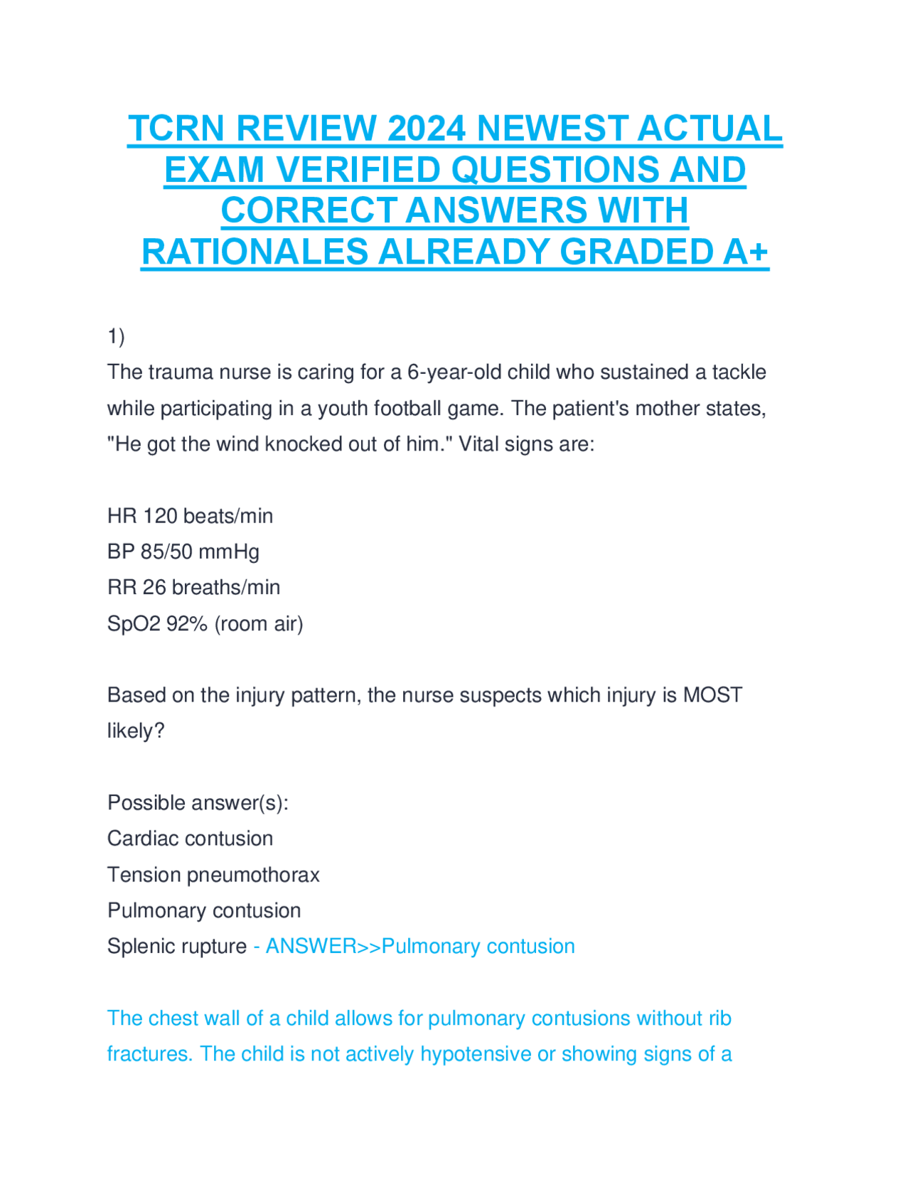 SPEX303 EXERCISE PHYSIOLOGY TEST 2024 NEWEST EXAM QUESTIONS AND ...