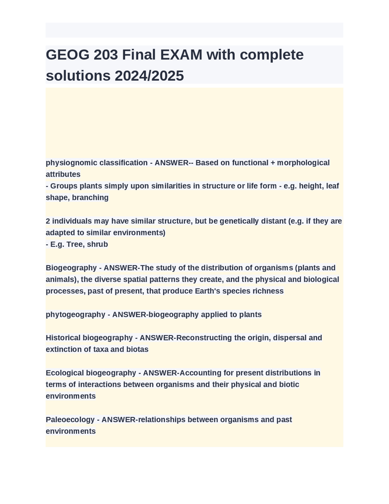 GEOG 203 Final EXAM with complete solutions 2024_2025.docx | Exams ...