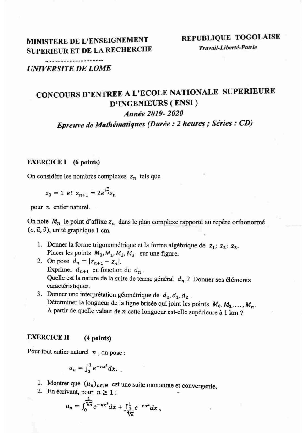 Épreuve concours epl | Exams Engineering | Docsity