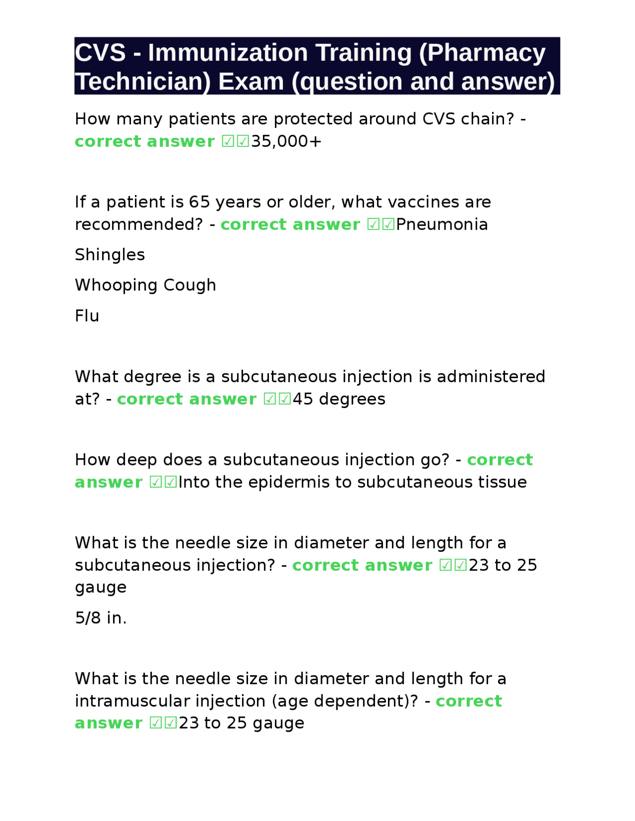 CVS Immunization Training for Pharmacy Technicians | Exams Nursing ...