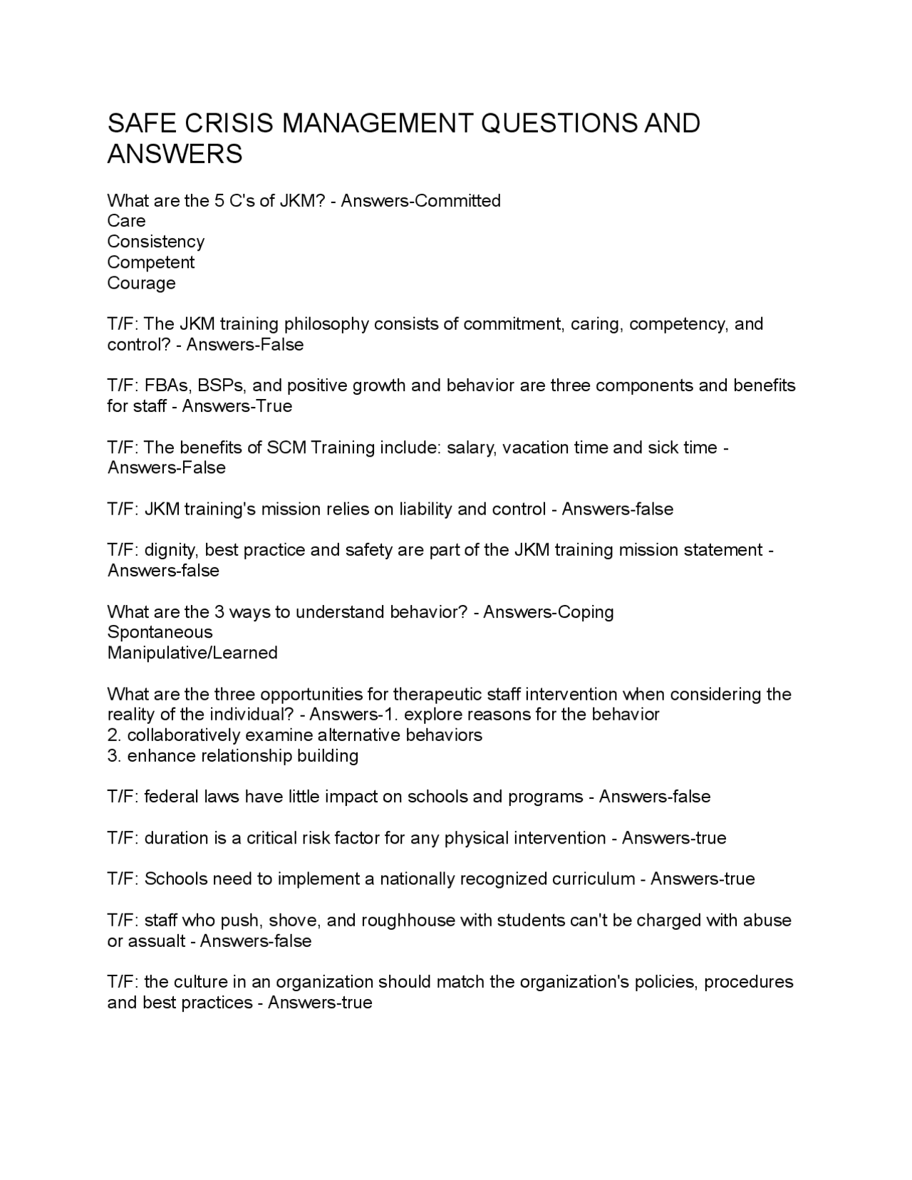 Safe Crisis Management: Questions and Answers | Exams Social Sciences ...