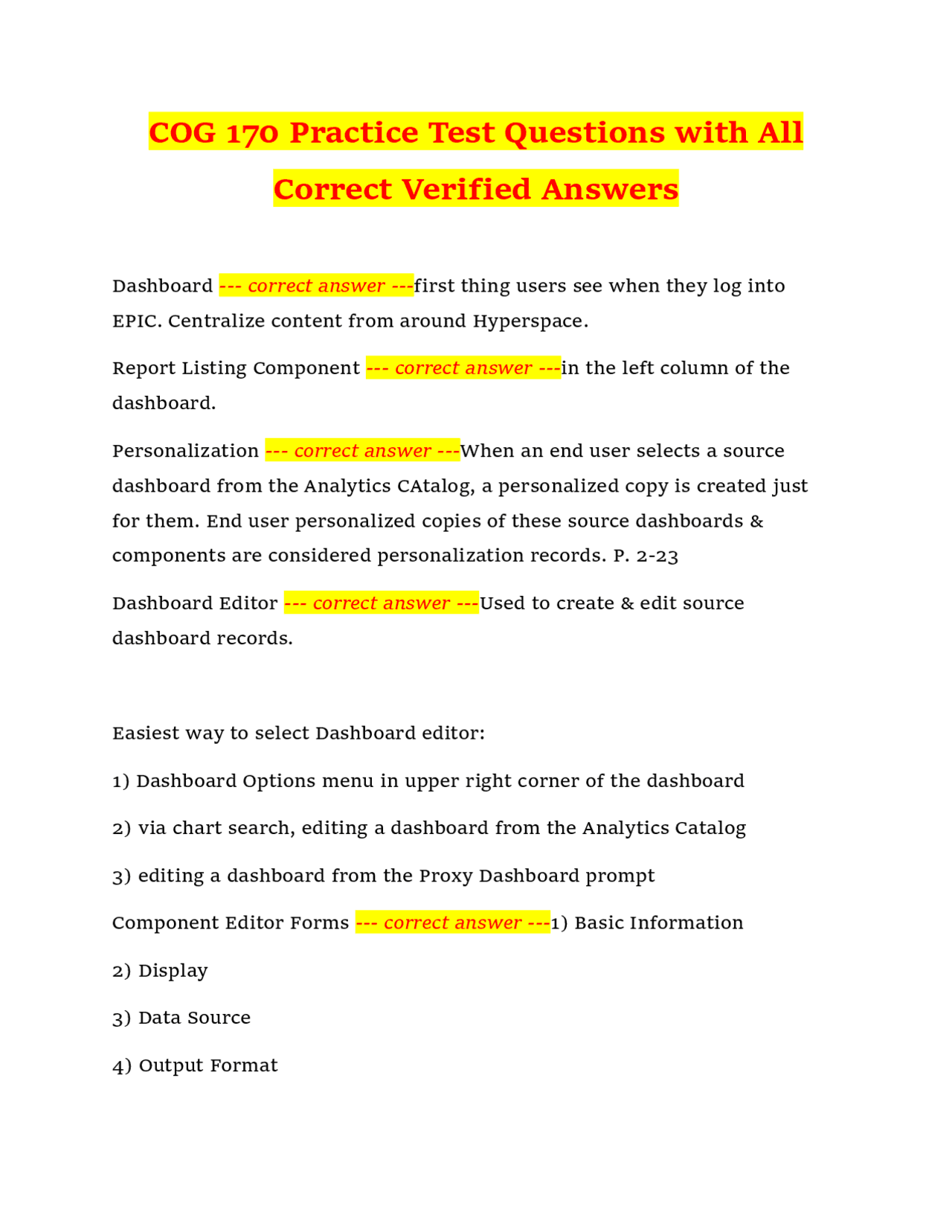 COG 170 Practice Test Questions with All Correct Verified Answers ...