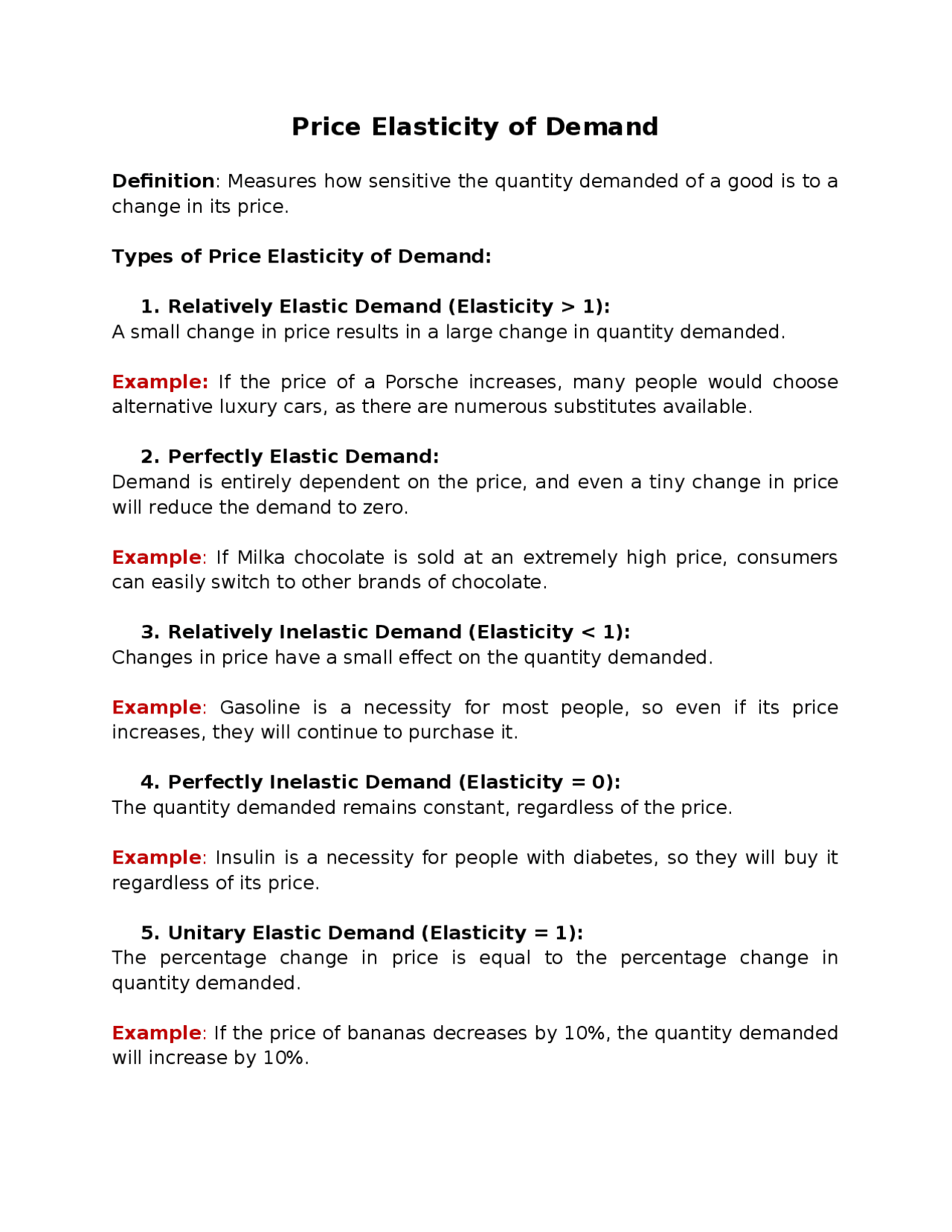 Understanding Price Elasticity of Demand | Study notes Business | Docsity