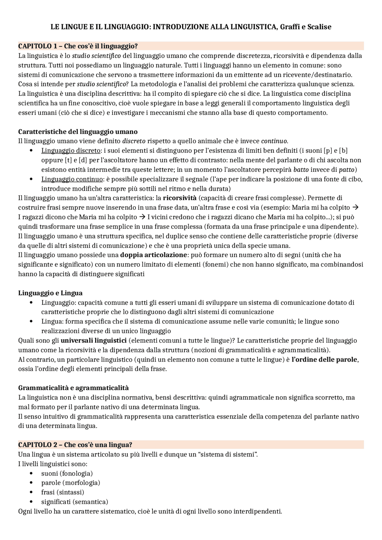 Le lingue e il linguaggio: introduzione alla linguistica | Dispense di Linguistica Generale ...