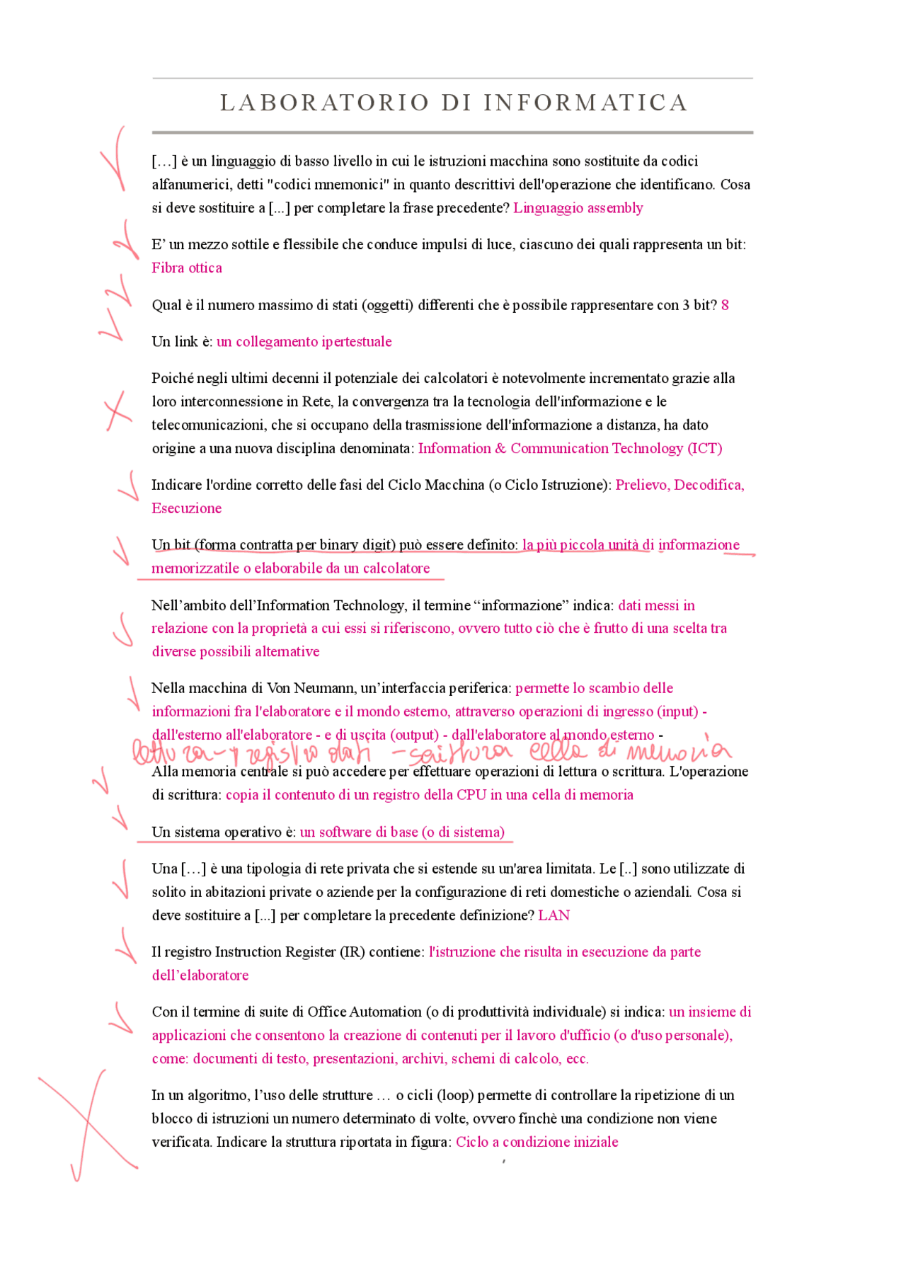 Domande di Informatica | Schemi e mappe concettuali di Elementi di Informatica | Docsity