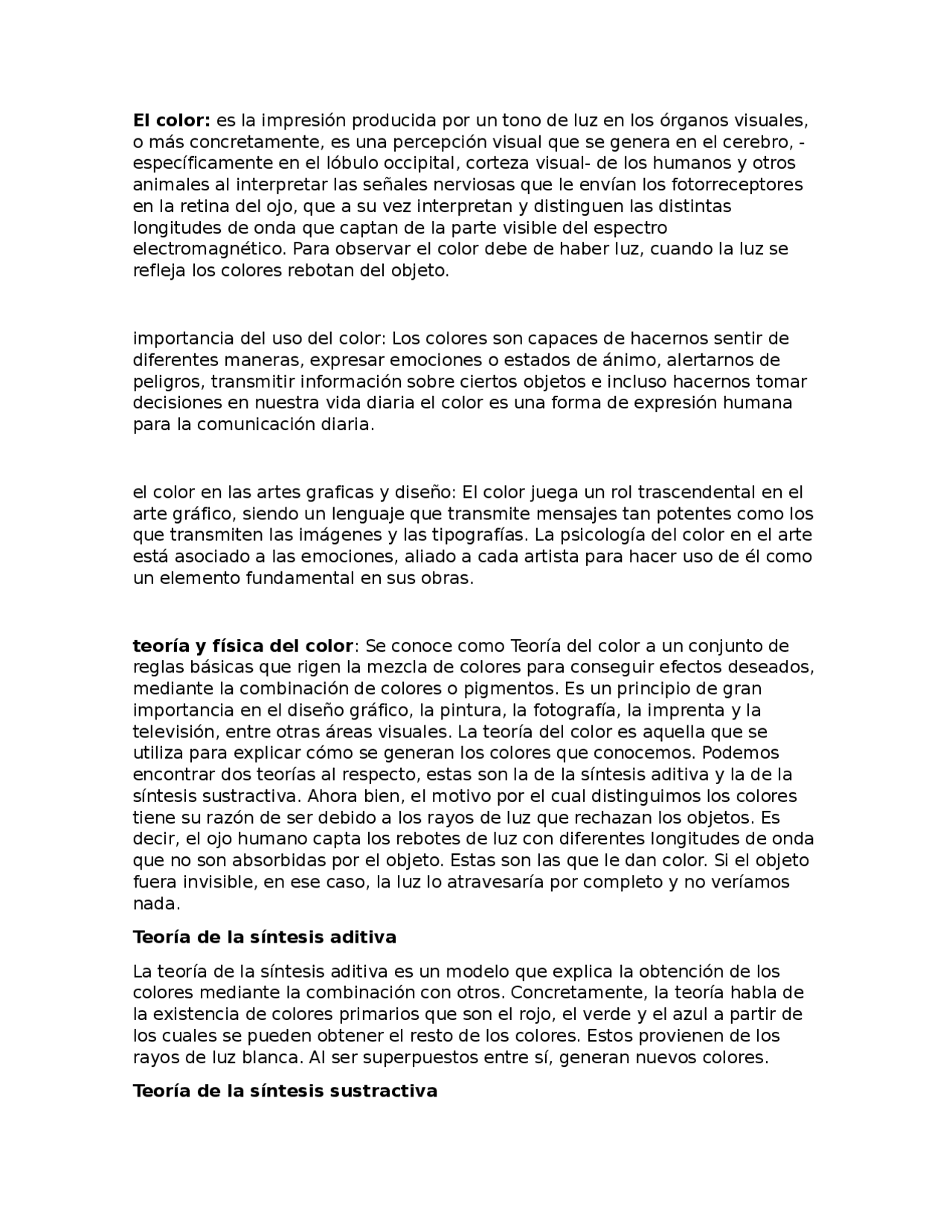 Teoria del color, teoria de gestalt, psicologia del color, etc ...