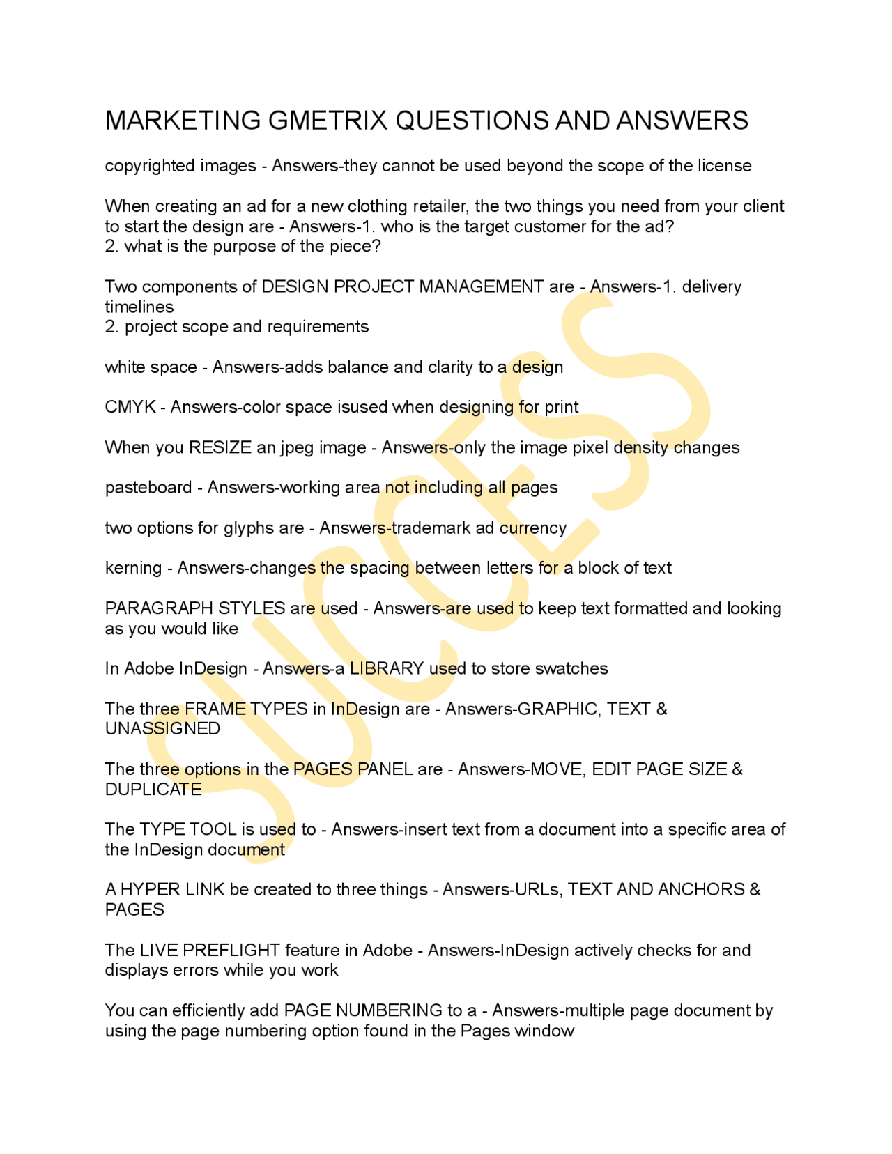 MARKETING GMETRIX QUESTIONS AND ANSWERS | Exams Business Economics ...