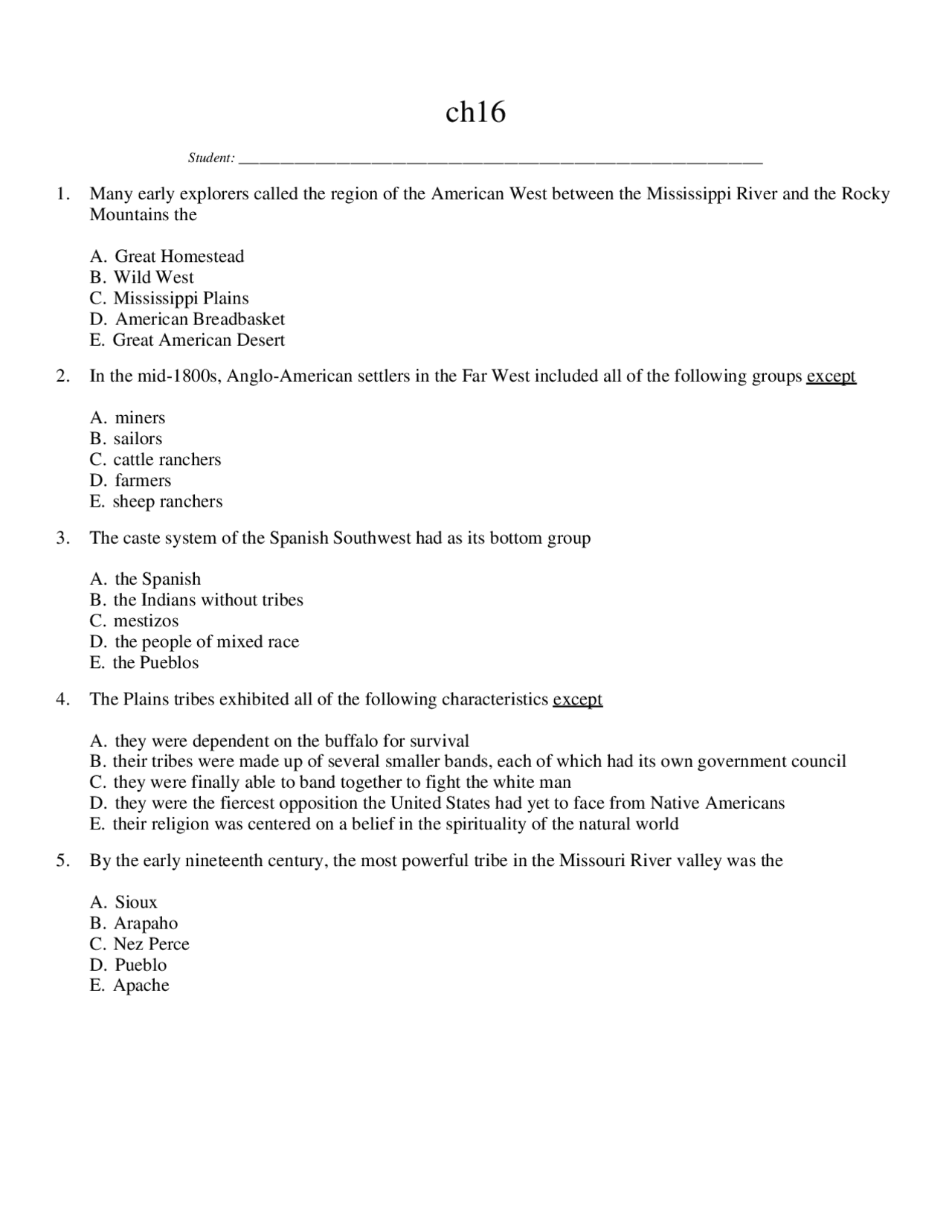 American West History: Multiple Choice Questions | Quizzes History ...