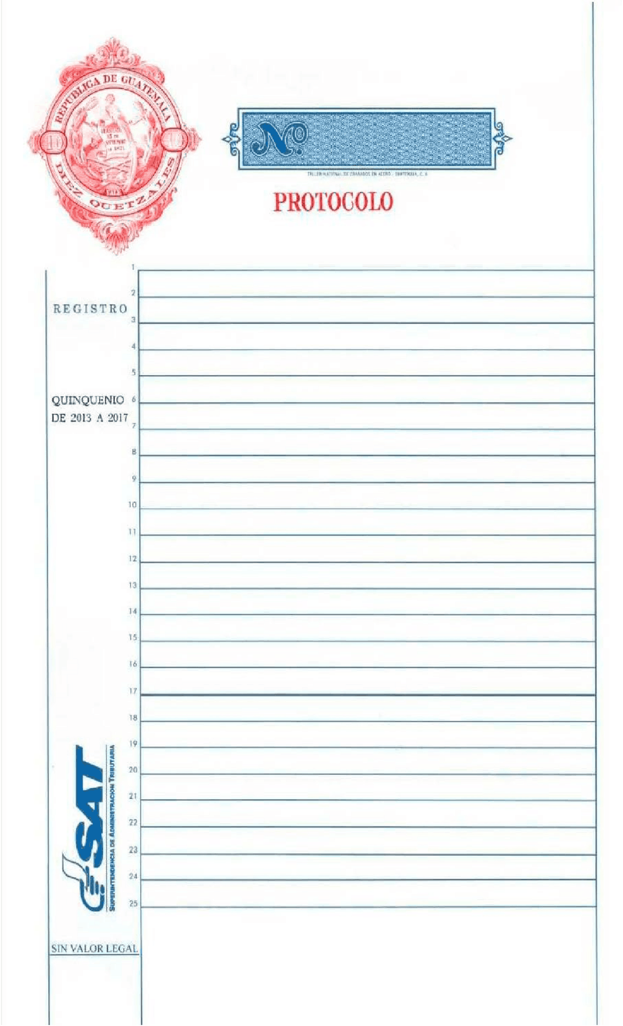 Hoja de protocolo guatemala | Ejercicios de Derecho | Docsity