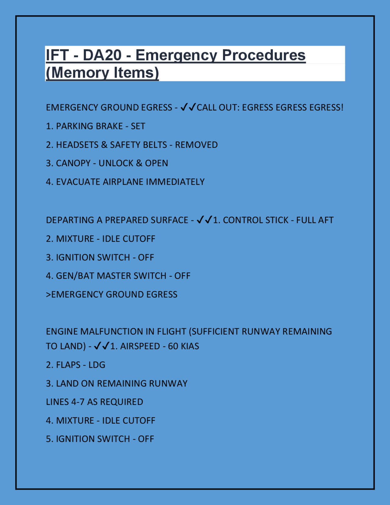 Emergency Procedures for Aircraft Operations | Exams Nursing | Docsity