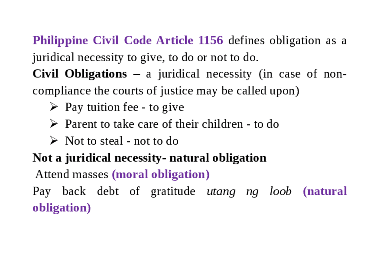 Philippine Civil Code: Obligations, Rights, and Causes of Action ...