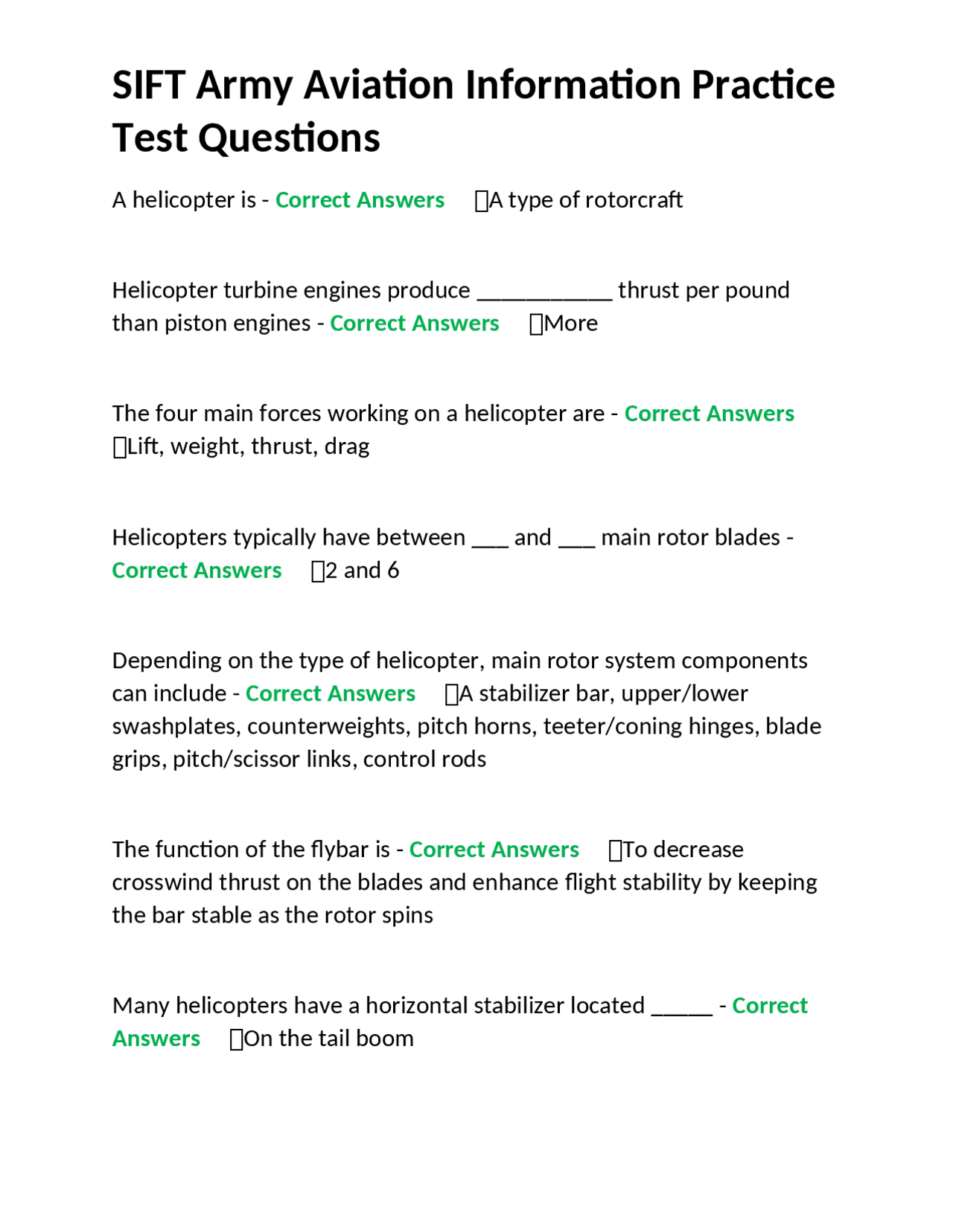 SIFT Army Aviation Information Practice Test Questions | Exams Nursing ...