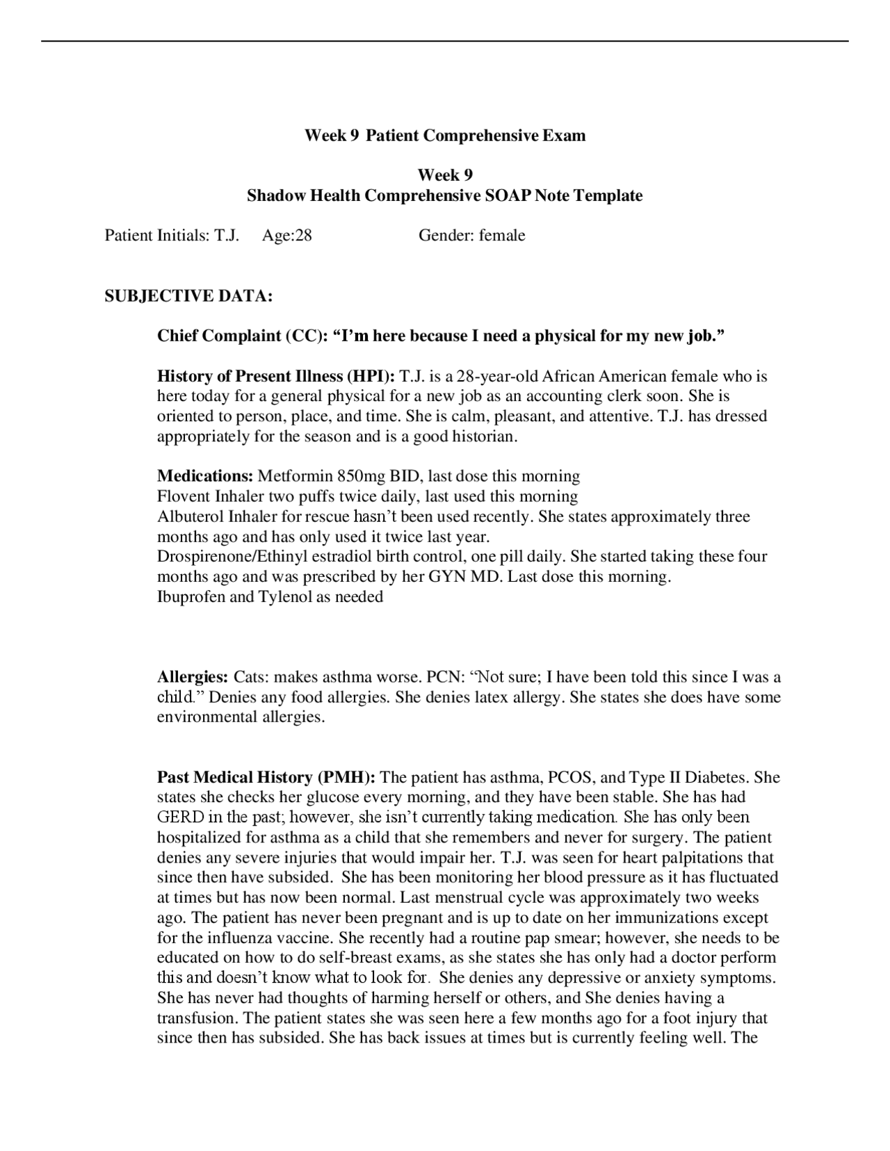 Comprehensive Health Examination for a New Job - Prof. Edwards | Exams ...